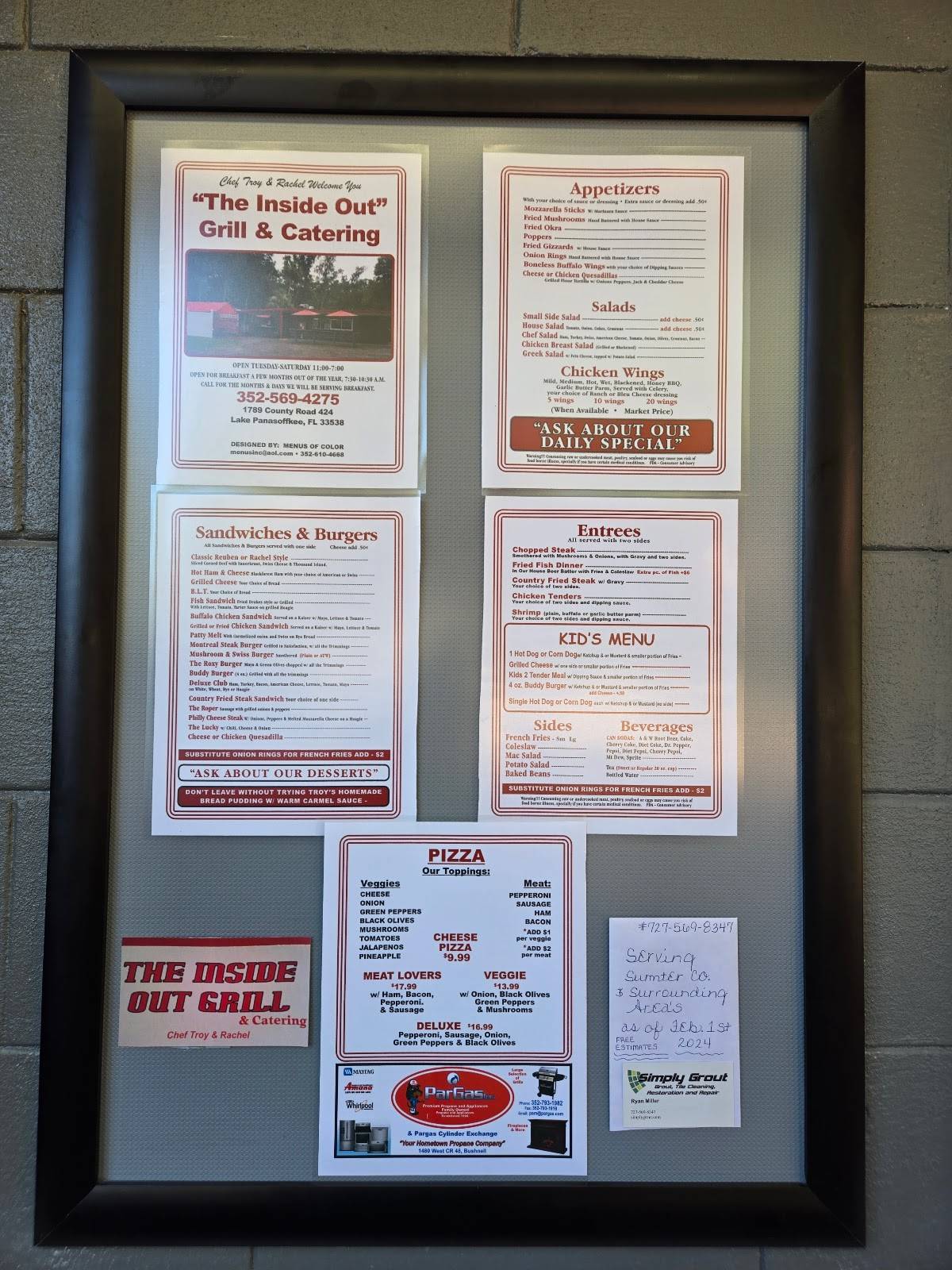 Menu at Inside Out Grill and Catering BBQ, Lake Panasoffkee