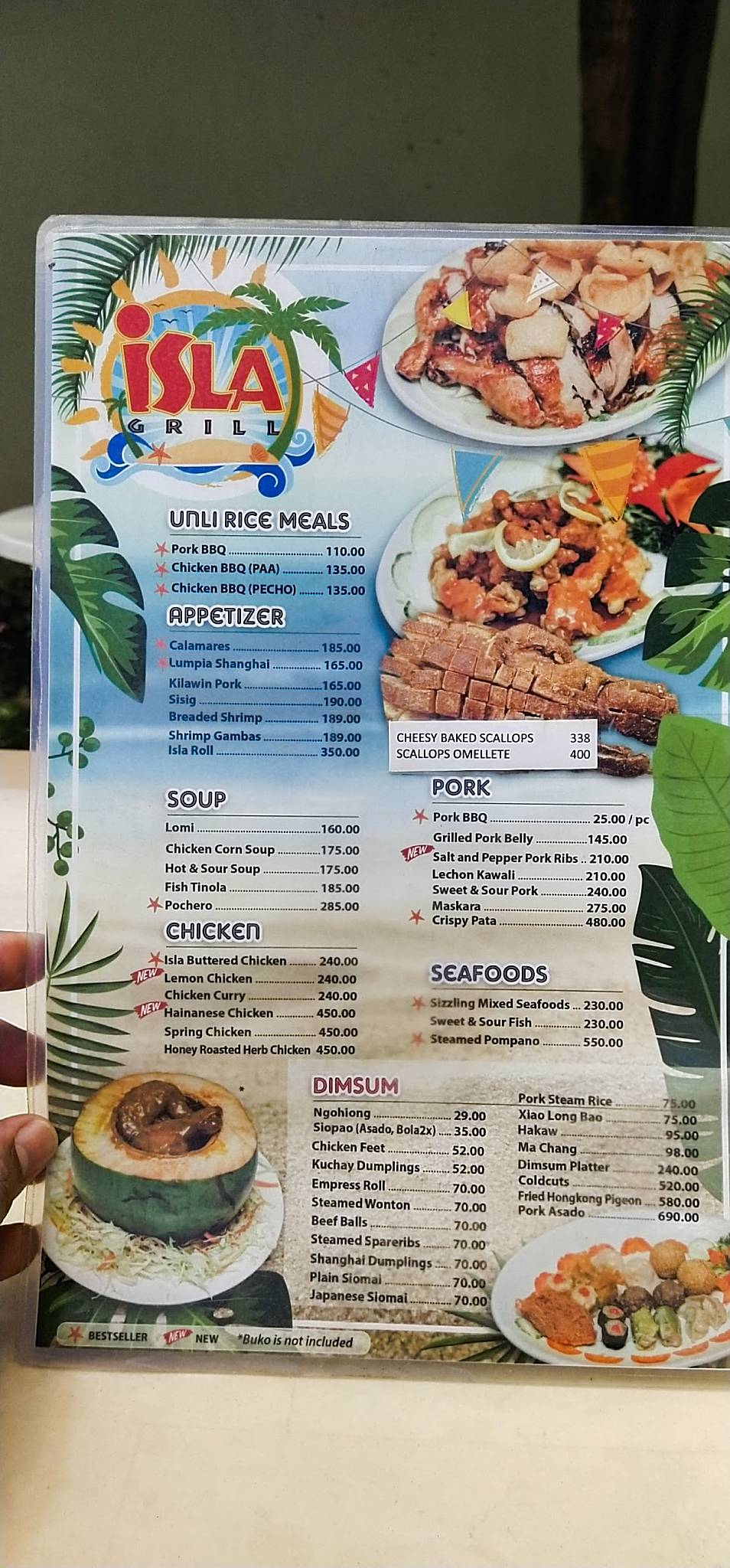 Carta de Isla Grill Restaurant, Ozamiz, 5V32+2W3