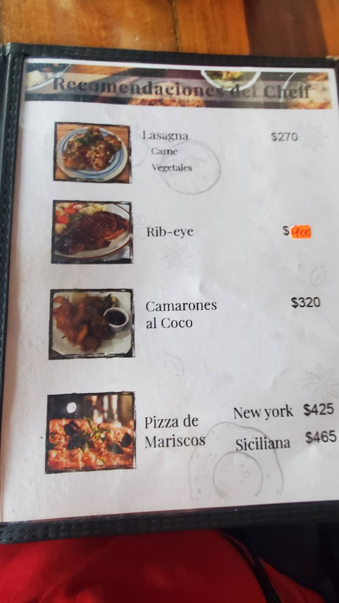 Menu at Oscars Grill pizzeria, Isla Mujeres