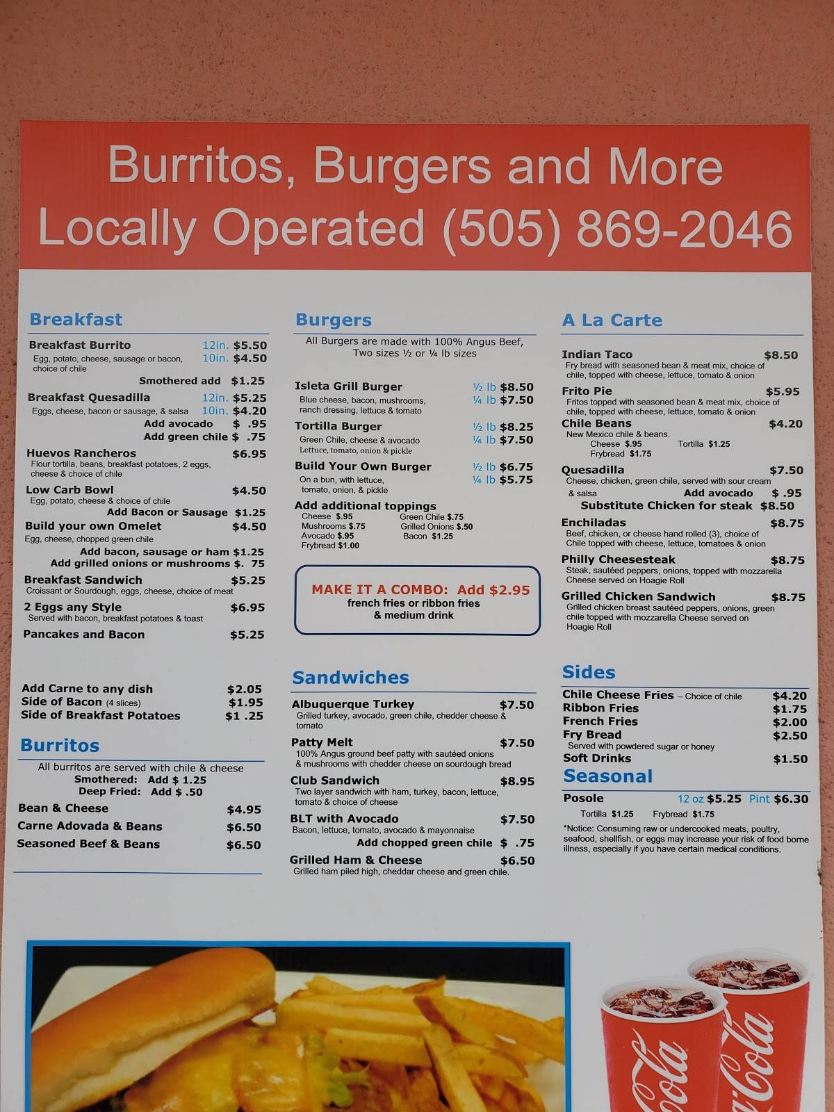 Menu at Isleta Grill restaurant, Albuquerque, NM-47