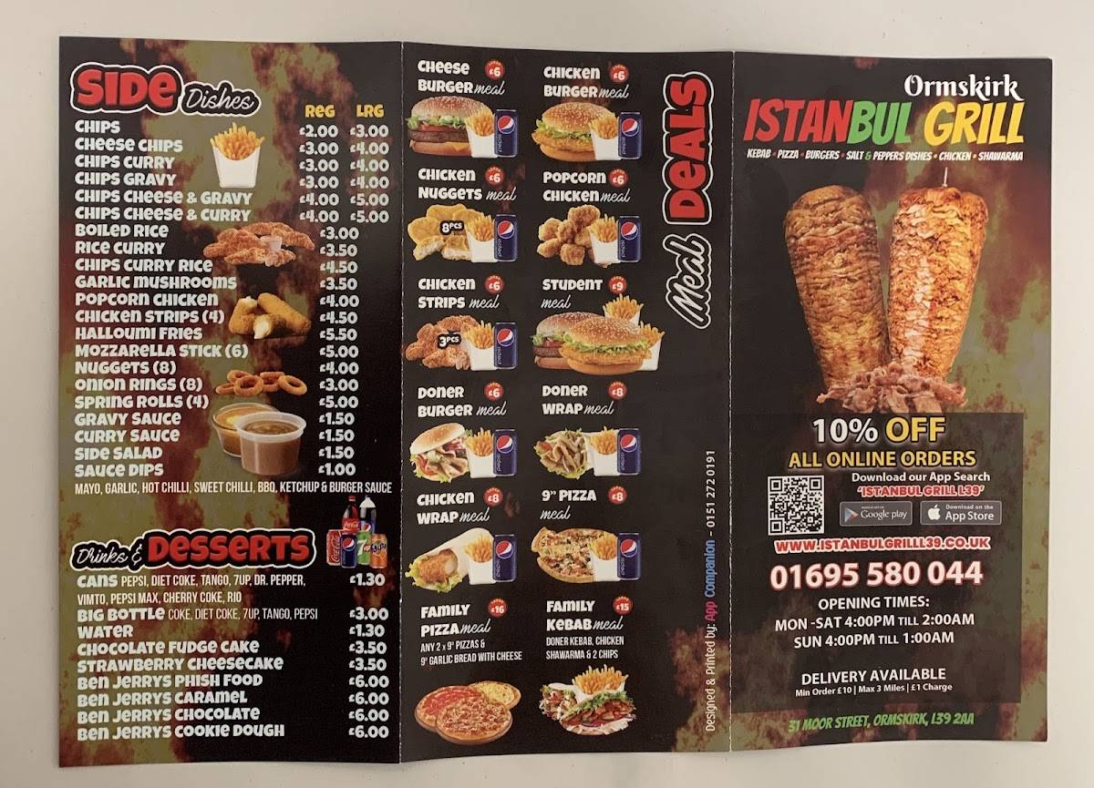 Menu at Istanbul Grill Ormskirk restaurant, Ormskirk