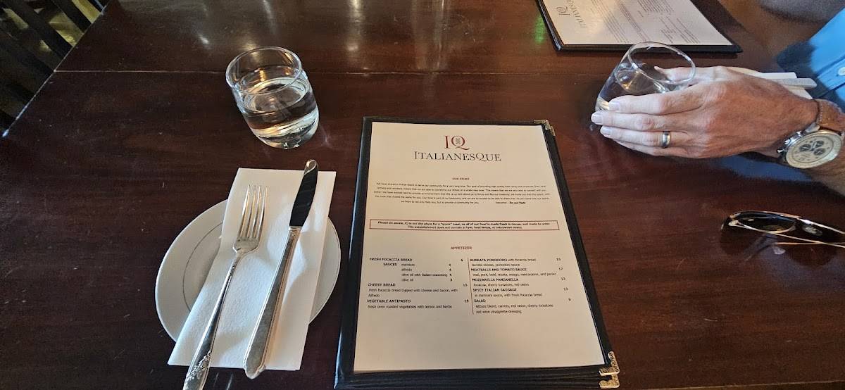 Menu at Italianesque restaurant, Nampa