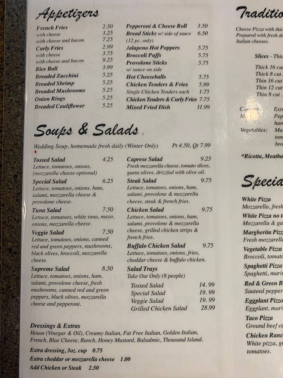 Menu at J & S Pizza pizzeria, Natrona Heights, Union Ave