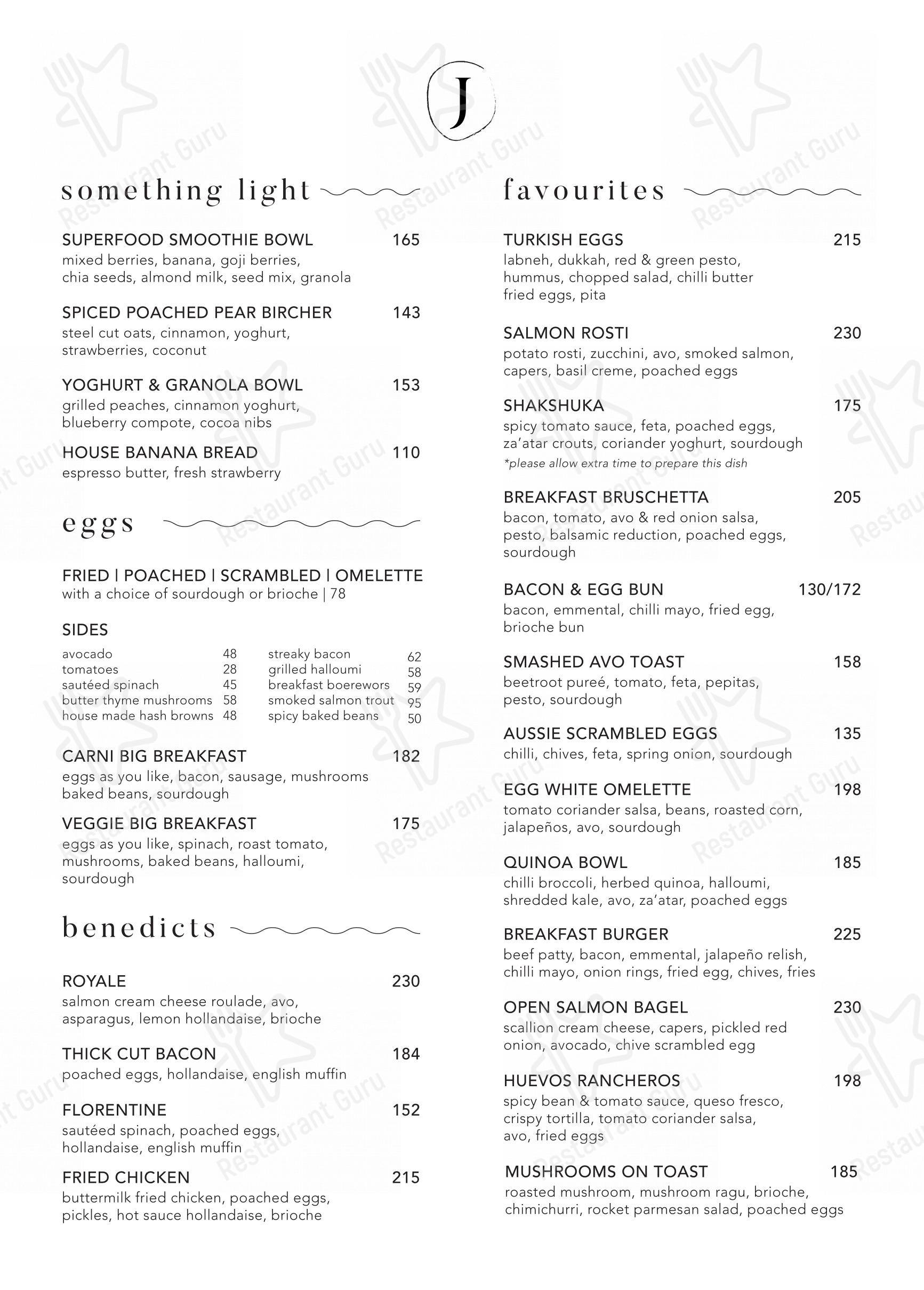 Speisekarte von JARRYDS. restaurant, Kapstadt, 90 Regent Rd