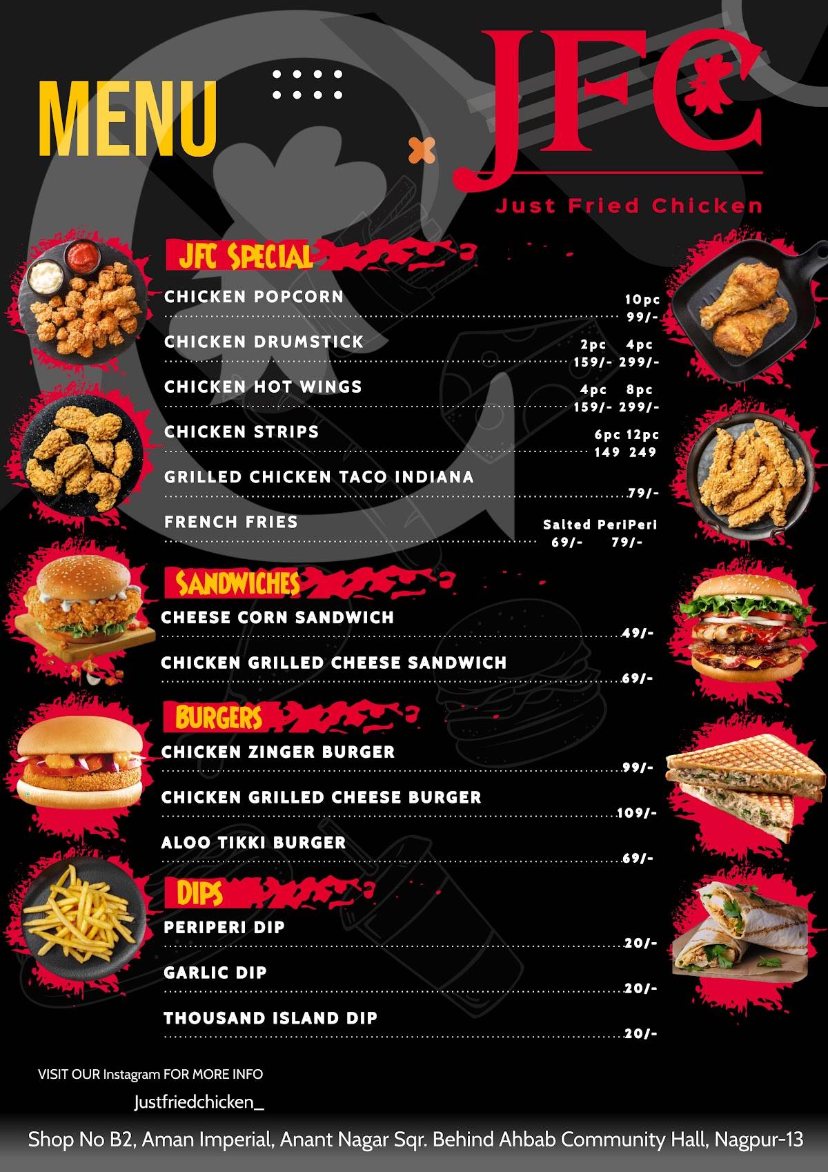 Menu at JFC (Just Fried Chicken), Nagpur