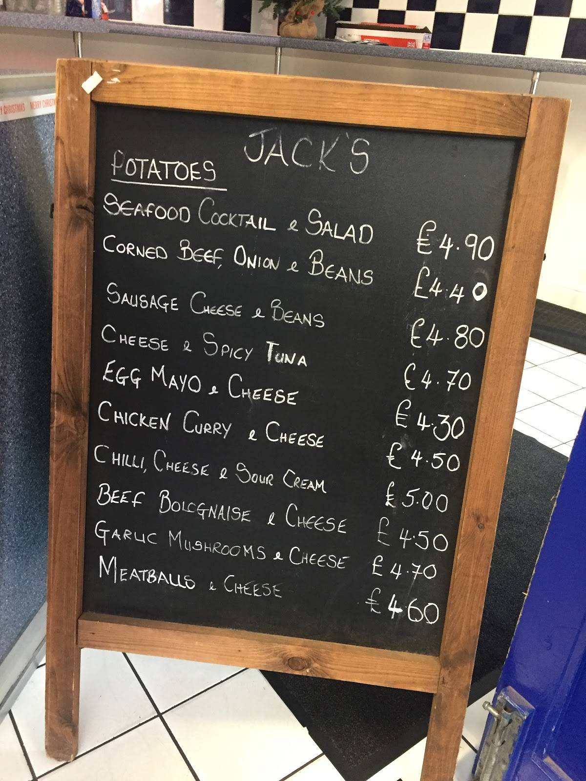 Menu at Jacks Baked Potato Bar, Leicester
