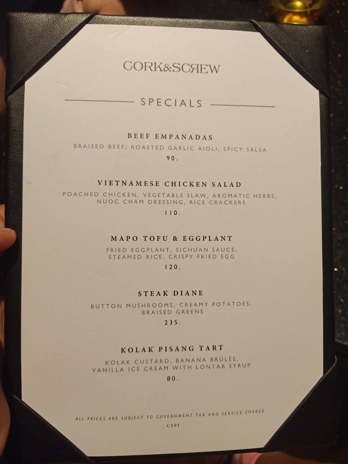Menu at CORK&SCREW Plaza Indonesia restaurant, Jakarta, Plaza Indonesia