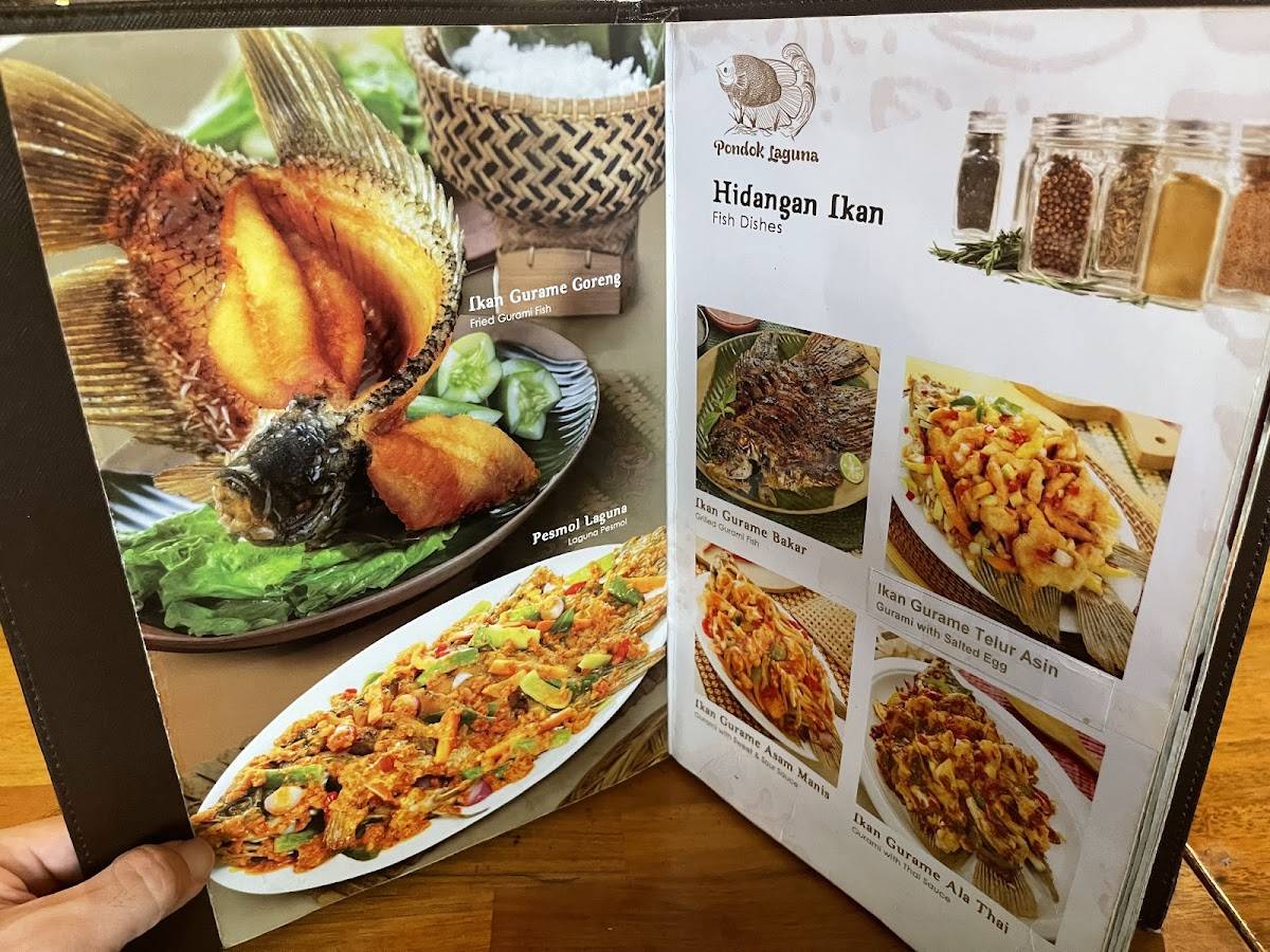 Menu at Pondok Laguna restaurant, Central Jakarta, Jl. Batu Tulis Raya ...