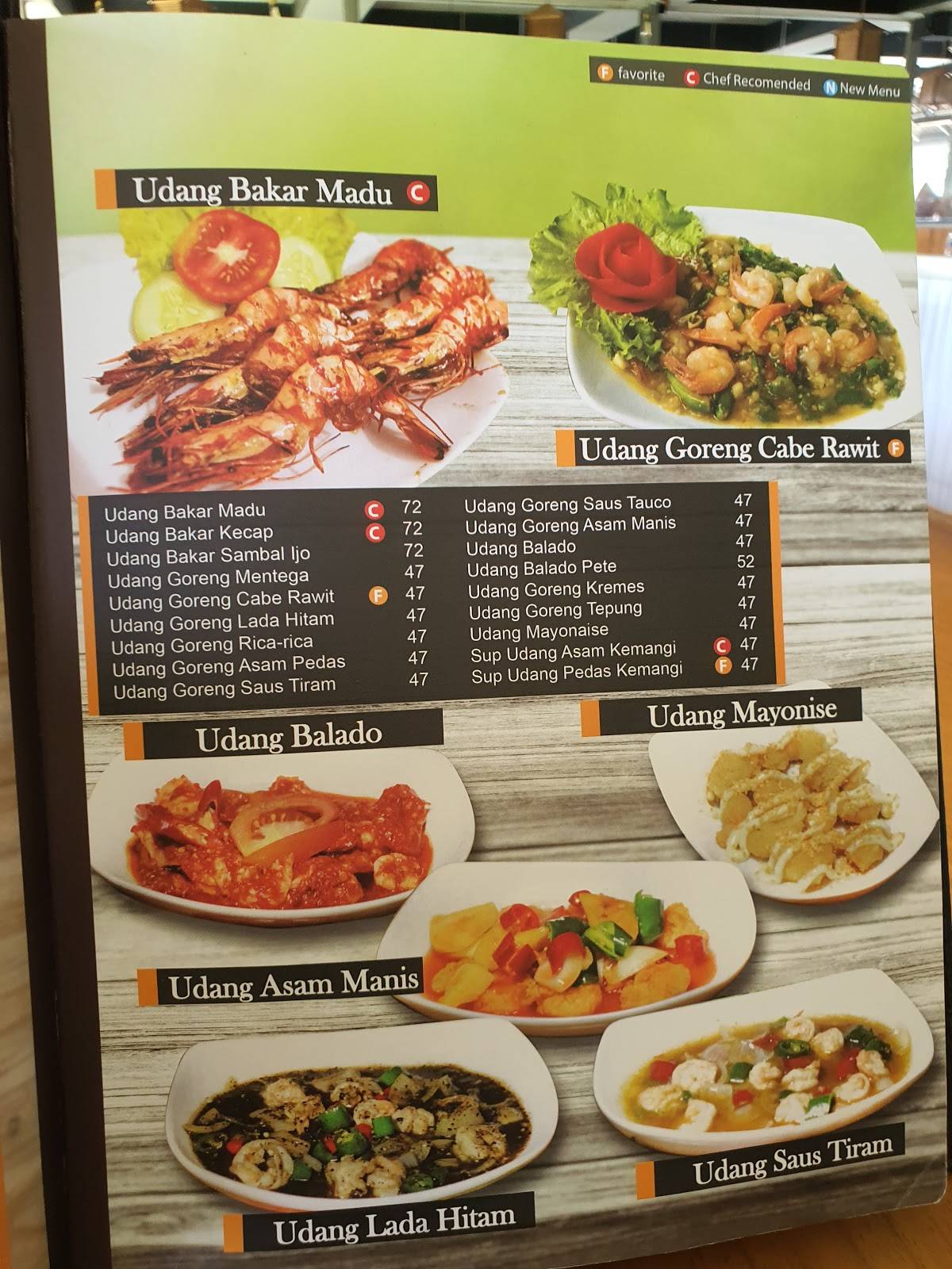 Menu at RM. Karimata Taman Mini restaurant, East Jakarta