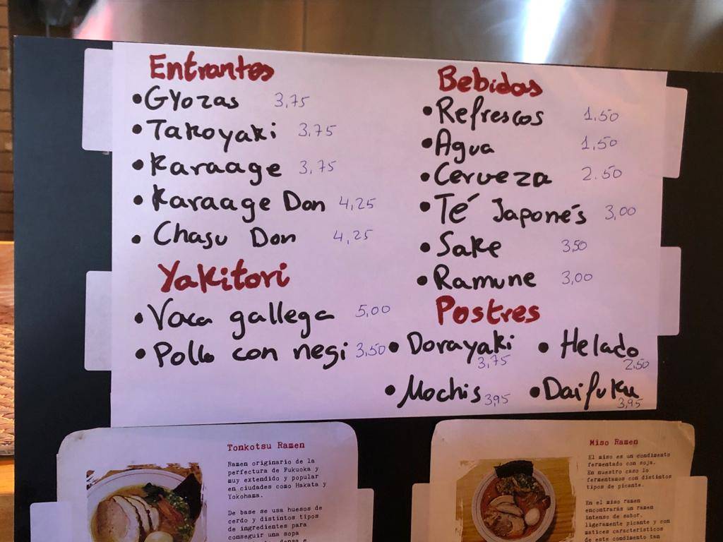 Carta del restaurante Natsu, Murcia