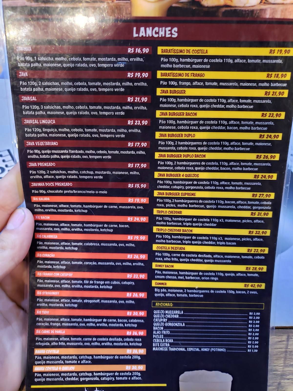 Carta de Java's Fast food, Torres