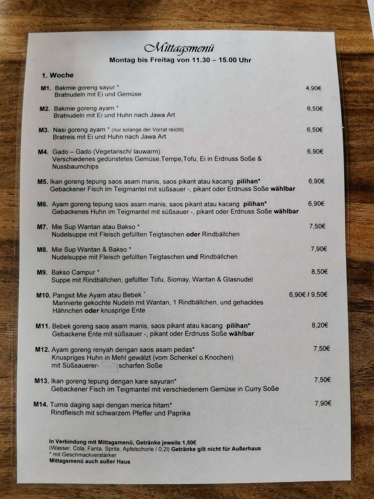 Speisekarte von Jawa Restaurant - Traditional Indonesian Food, Hamburg