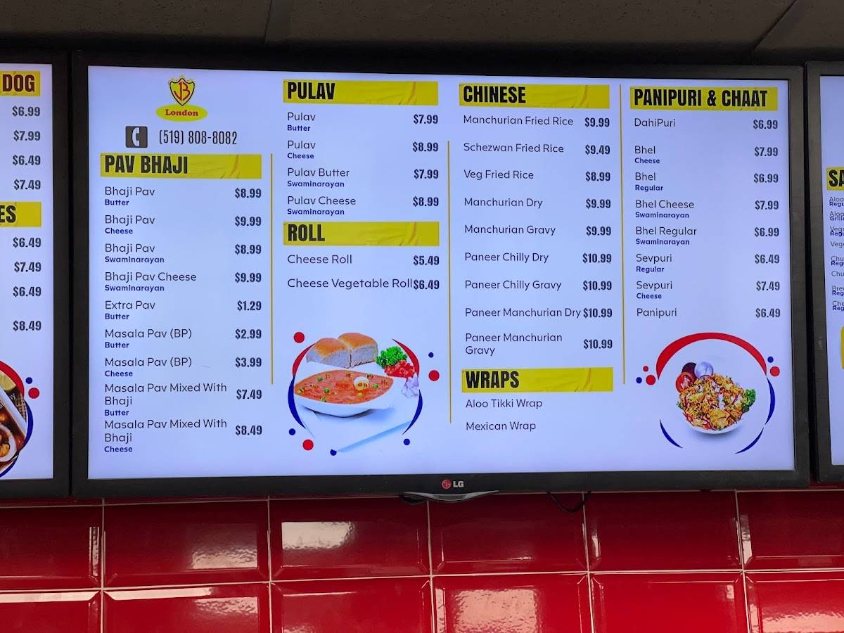 Menu at Jay Bhavani Vadapav restaurant, London