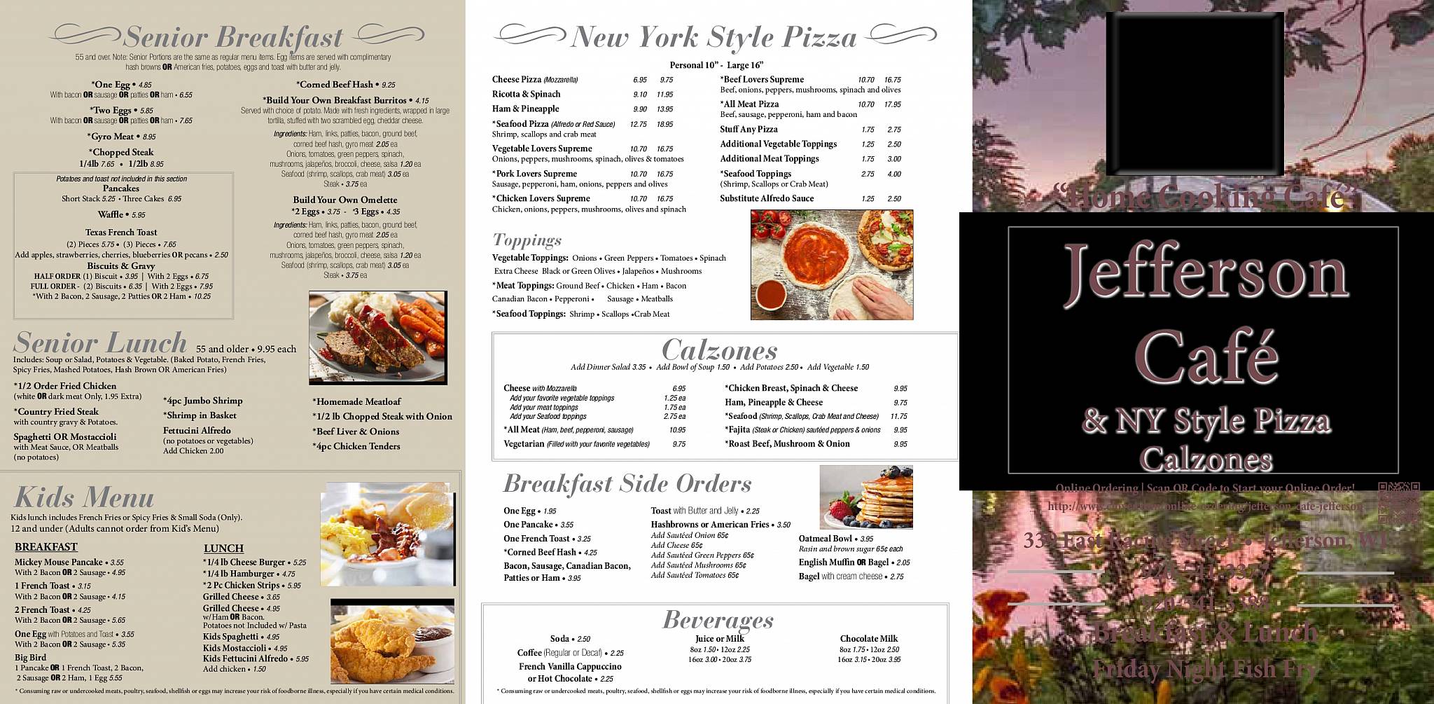 Menu at Jefferson Cafe, Jefferson