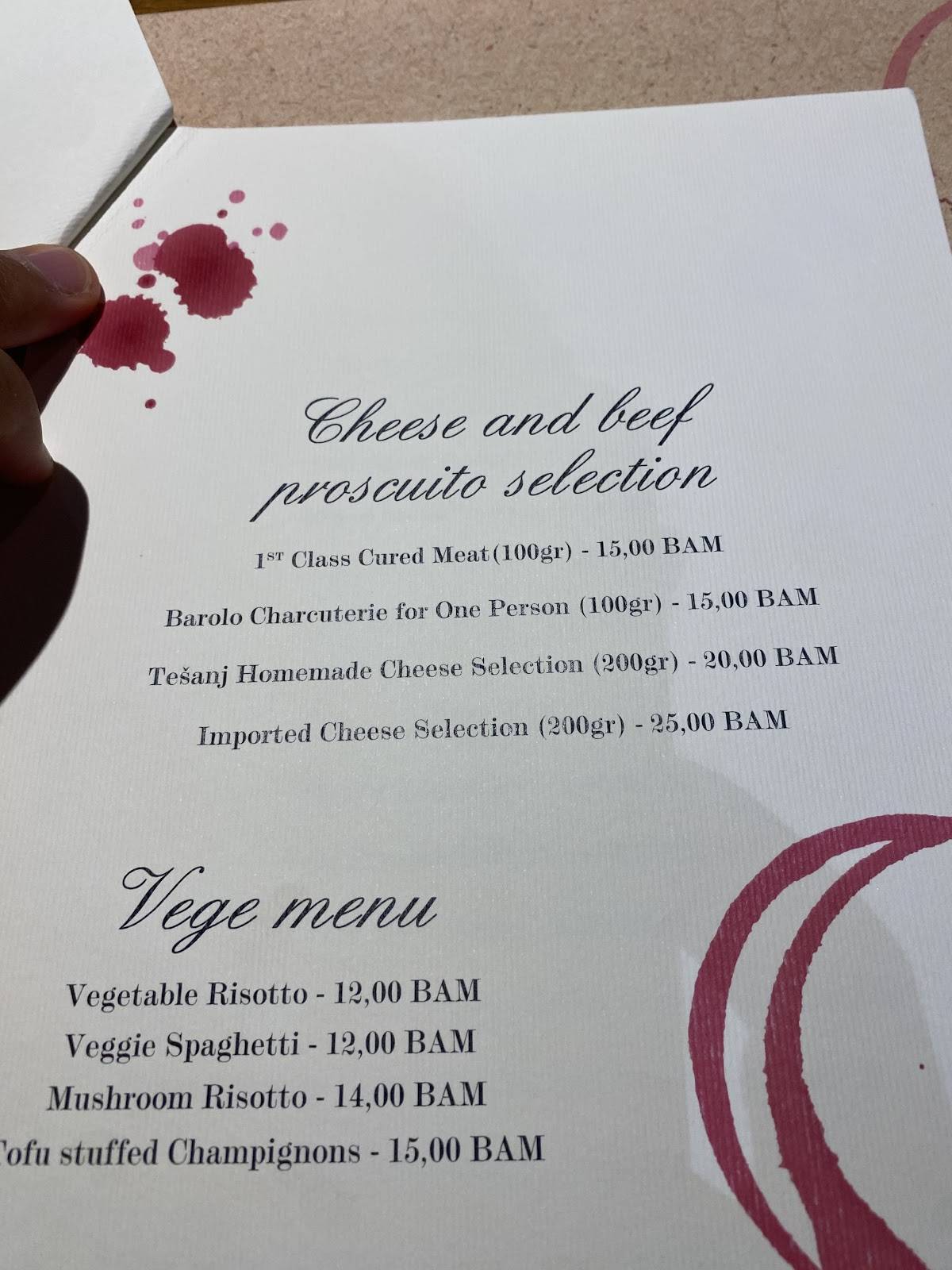 Menu at Restaurant Barolo, Jelah