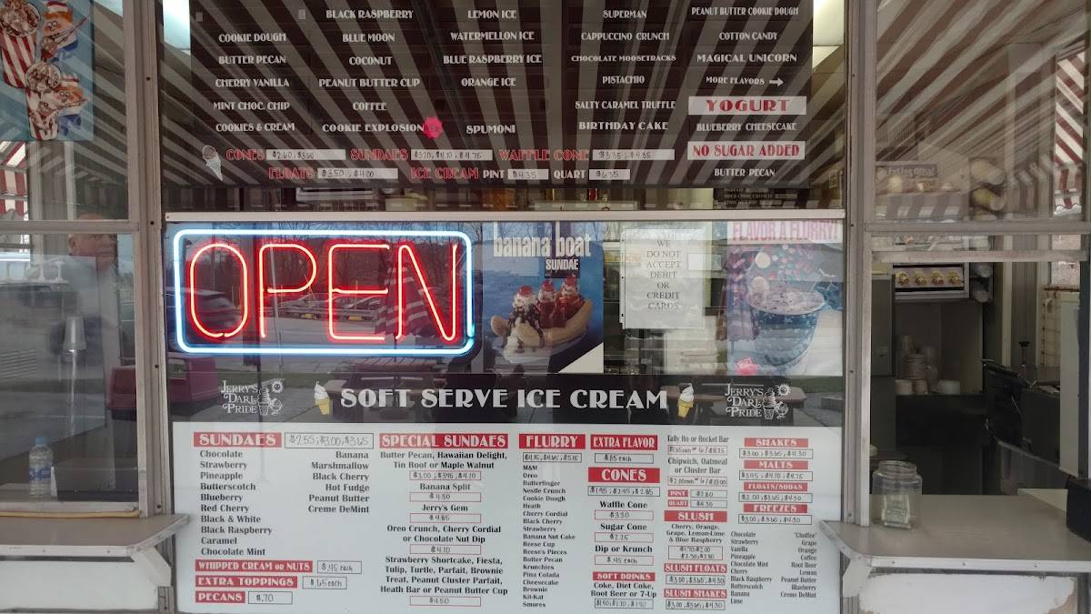 Menu at Jerry's Dari-Pride, Wickliffe
