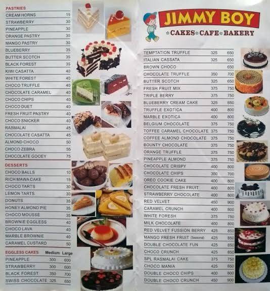 Menu at Jimmy Boy Mahim, Mumbai