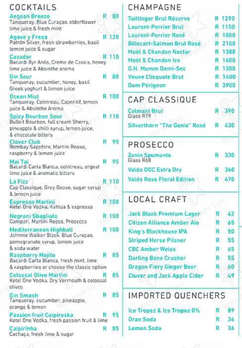 Menu at Mezepoli Restaurant Melrose Arch, Johannesburg, The Piazza