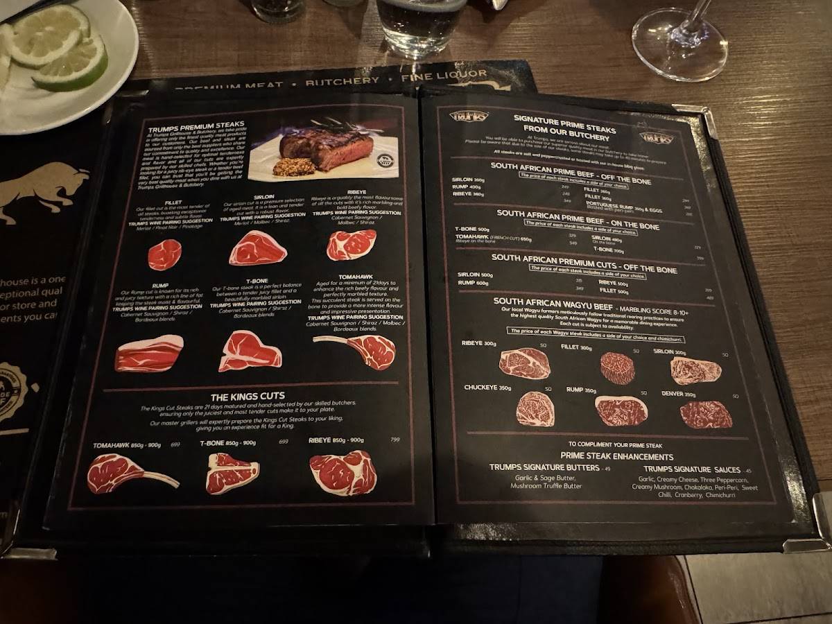 Menu at Trumps Grillhouse and Butchery pub & bar, Sandton