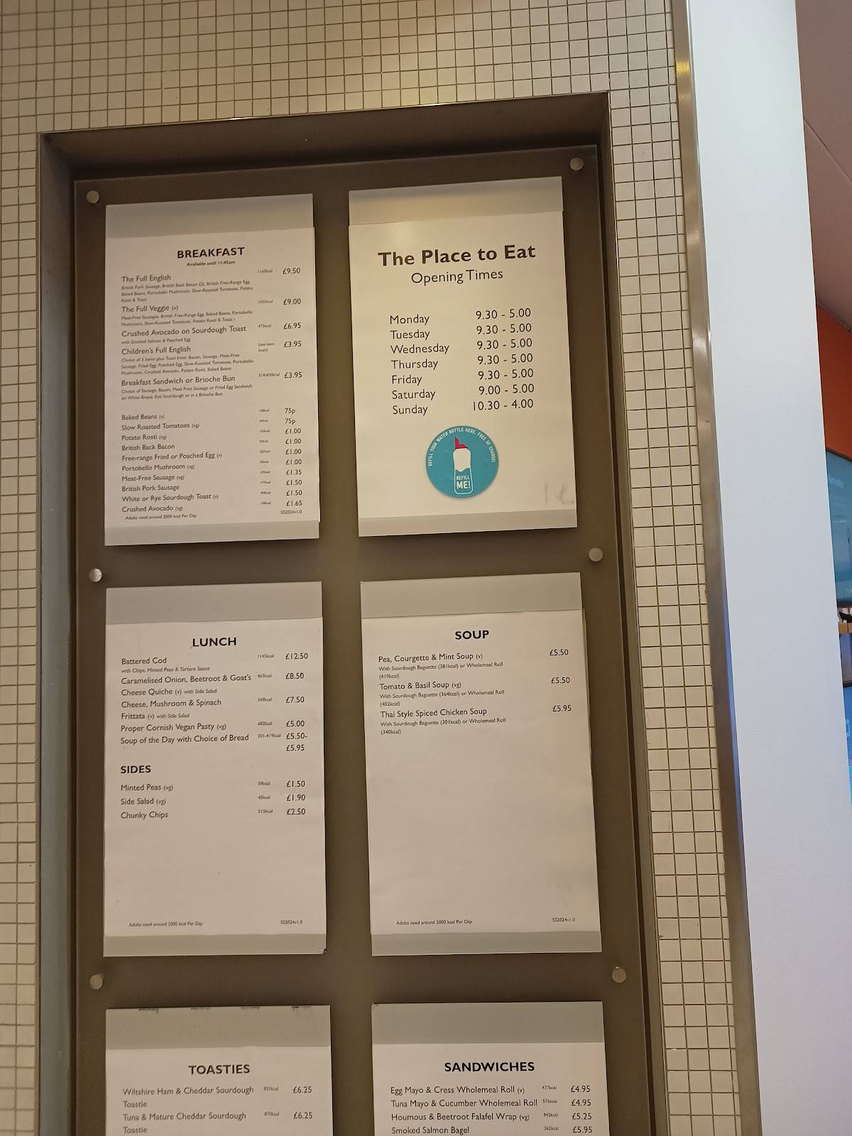 Menu at John Lewis Cafe, Cardiff