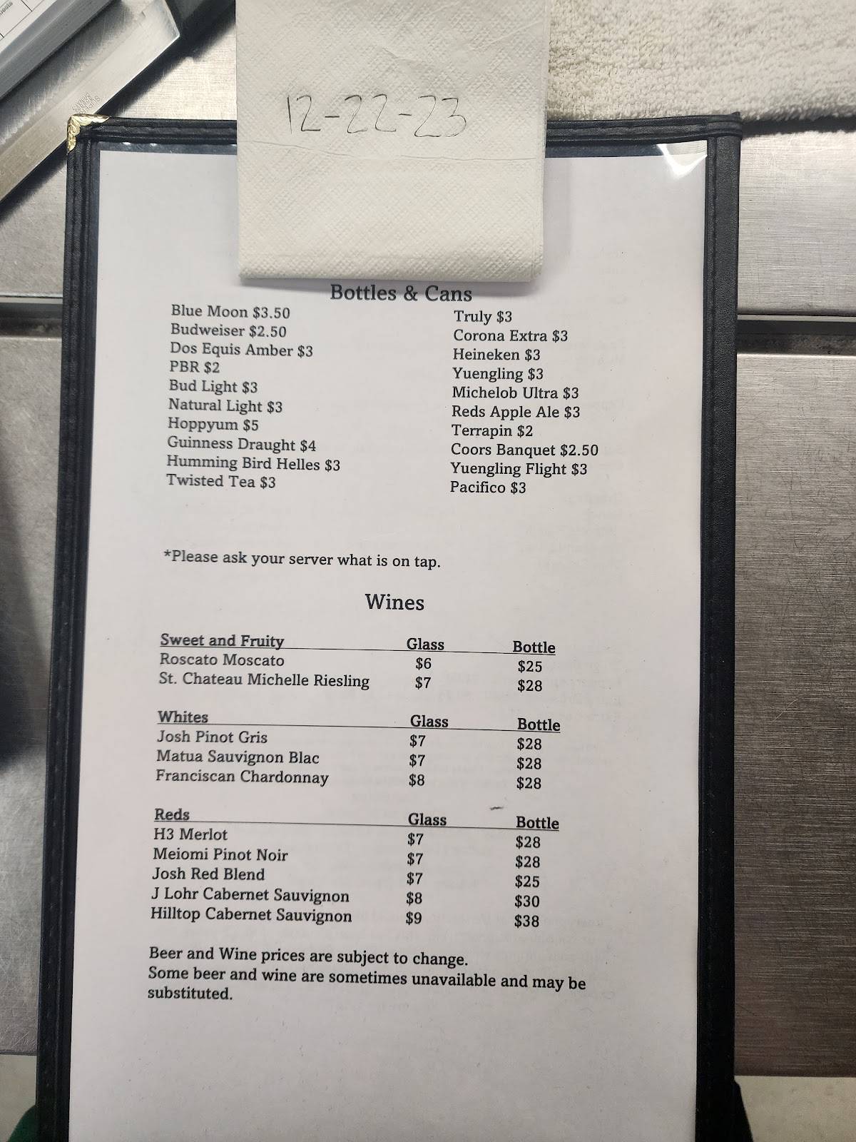 Menu at Generations Casual Dining restaurant, Jonesville