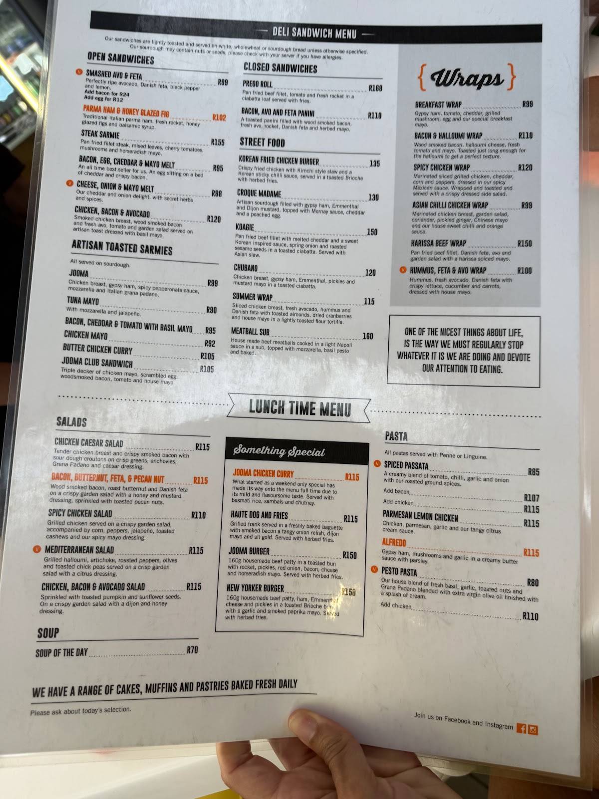 Menu at Jooma Sea Point BBQ, Cape Town