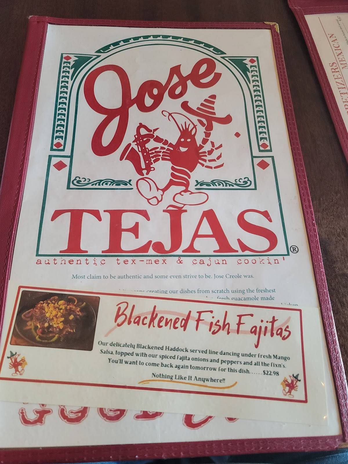 Menu at Jose Tejas restaurant, Woodbridge Township, 700 US Highway 1 N