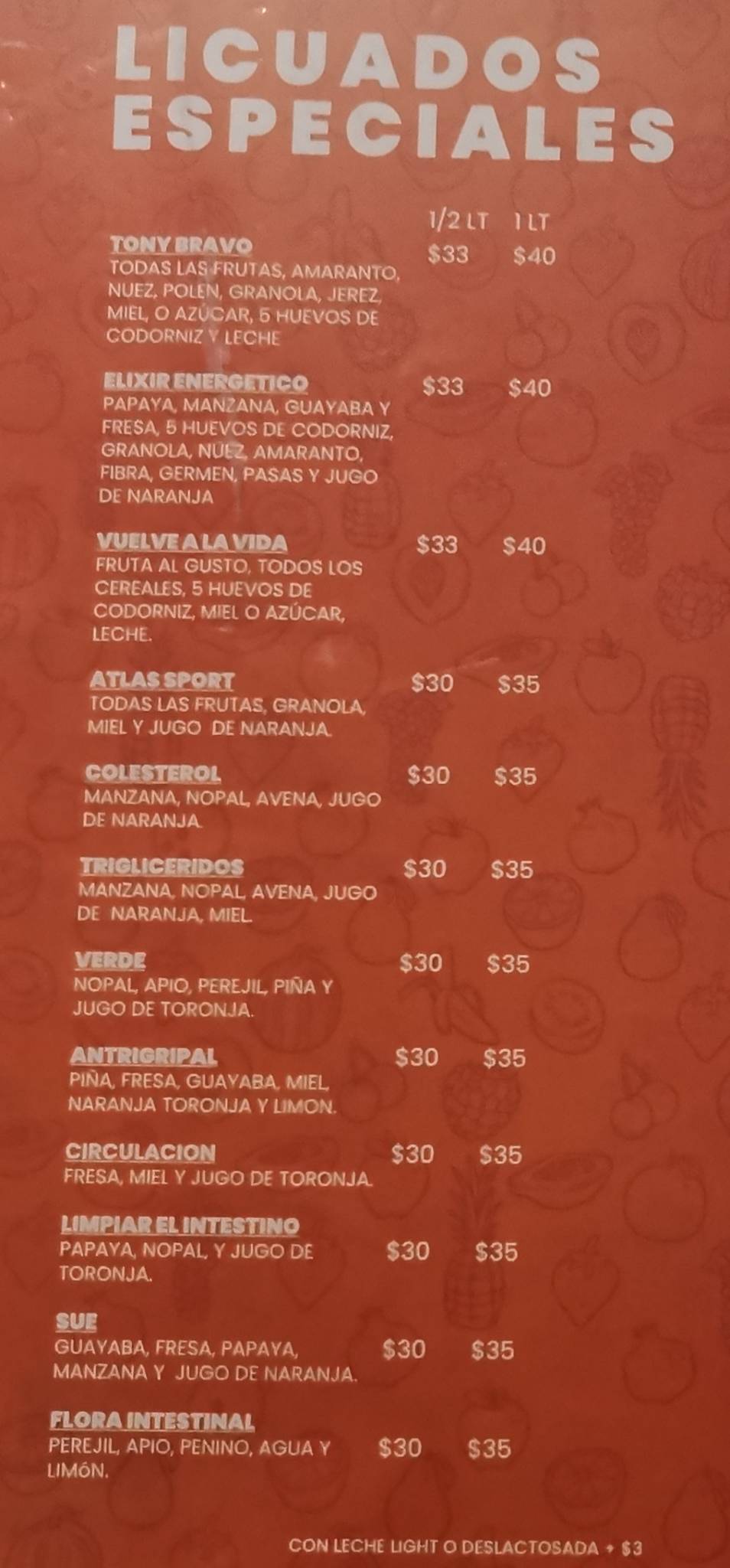 Carta del pub y bar Jugos y Chocos Tony, Aguascalientes, Av ...