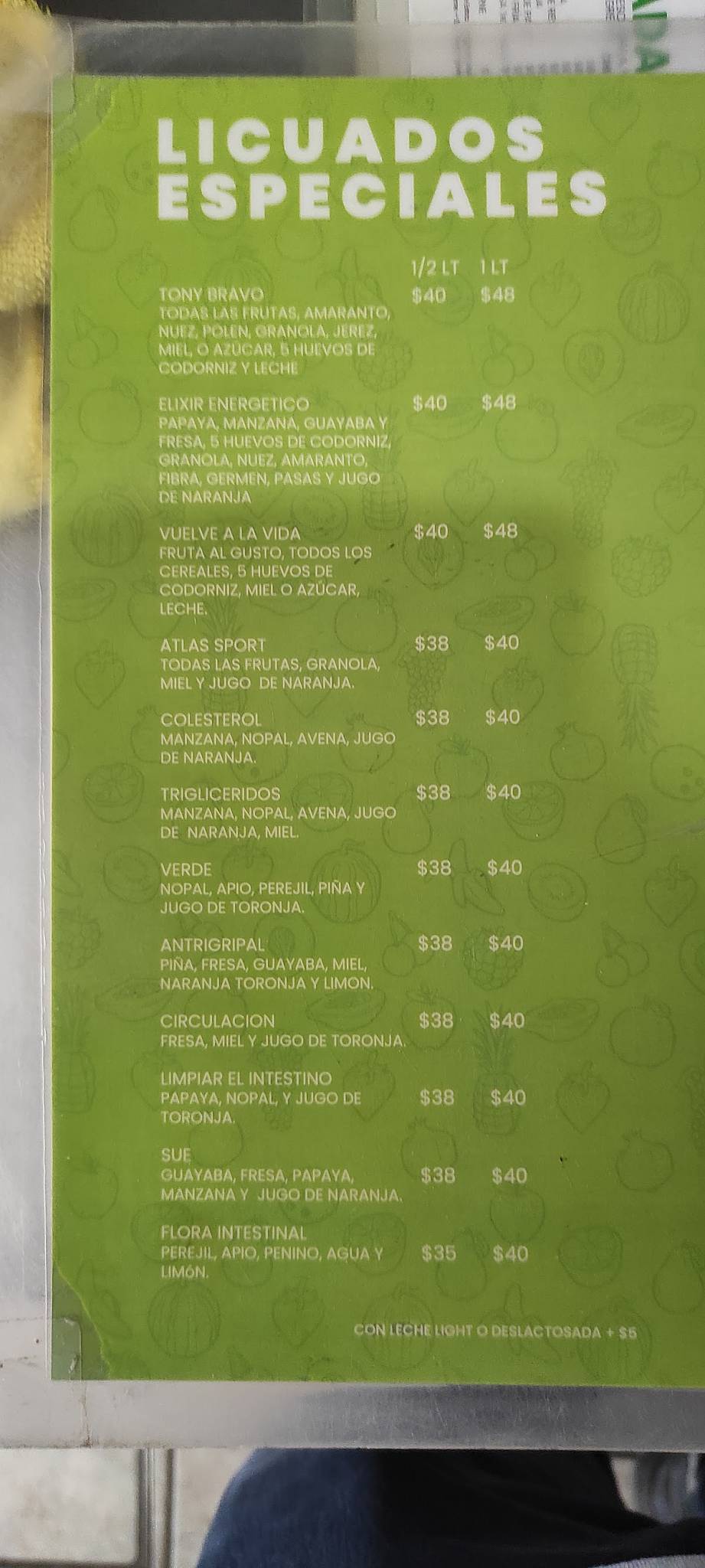 Carta del pub y bar Jugos y Chocos Tony, Aguascalientes, Av ...