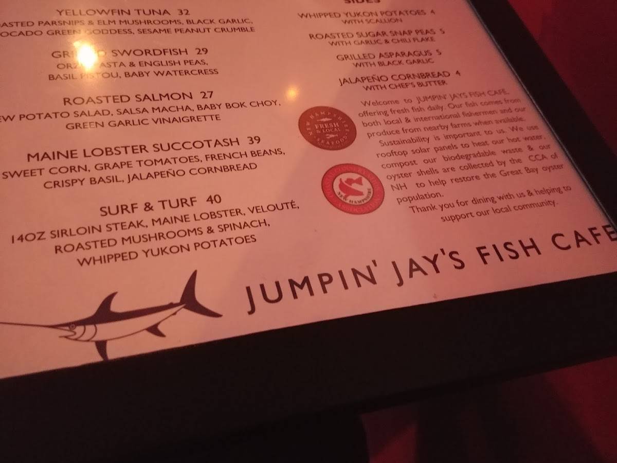 Menu at Jumpin' Jay's Fish Café pub & bar, Portsmouth
