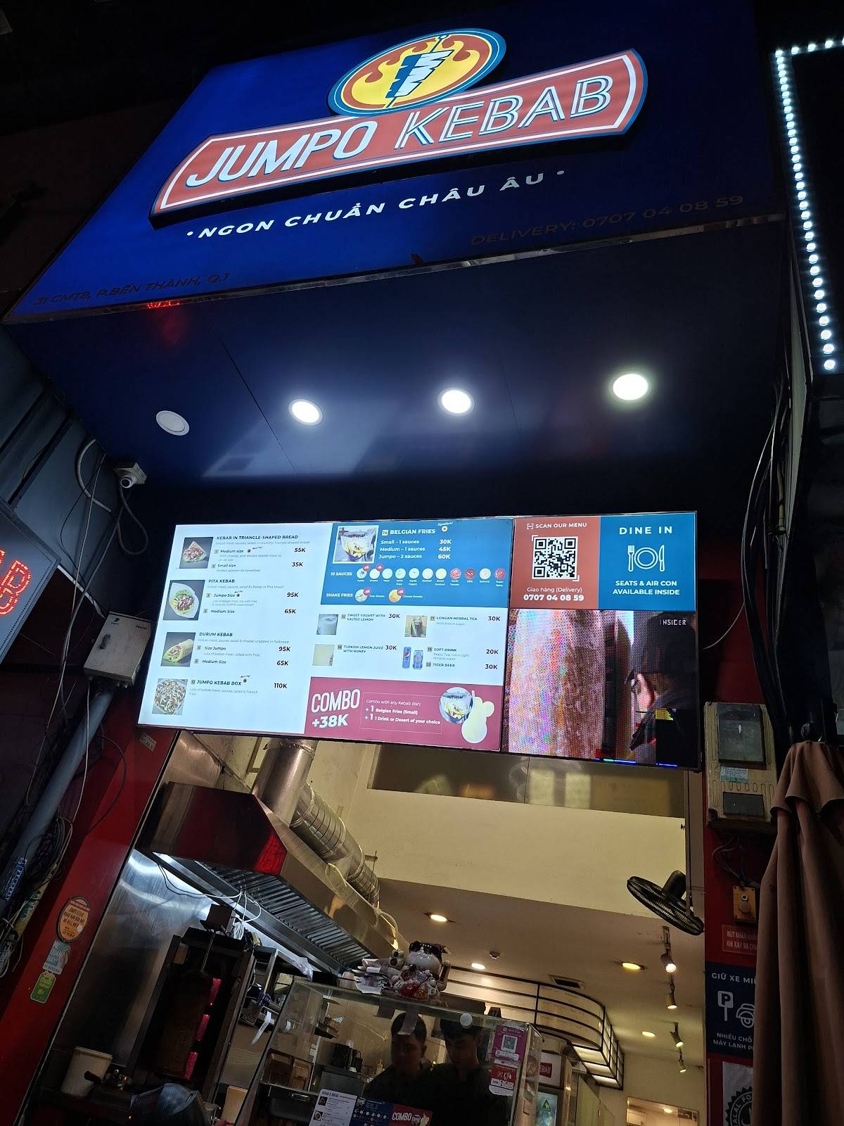 Menu at Jumpo Kebab restaurant, Ho Chi Minh City