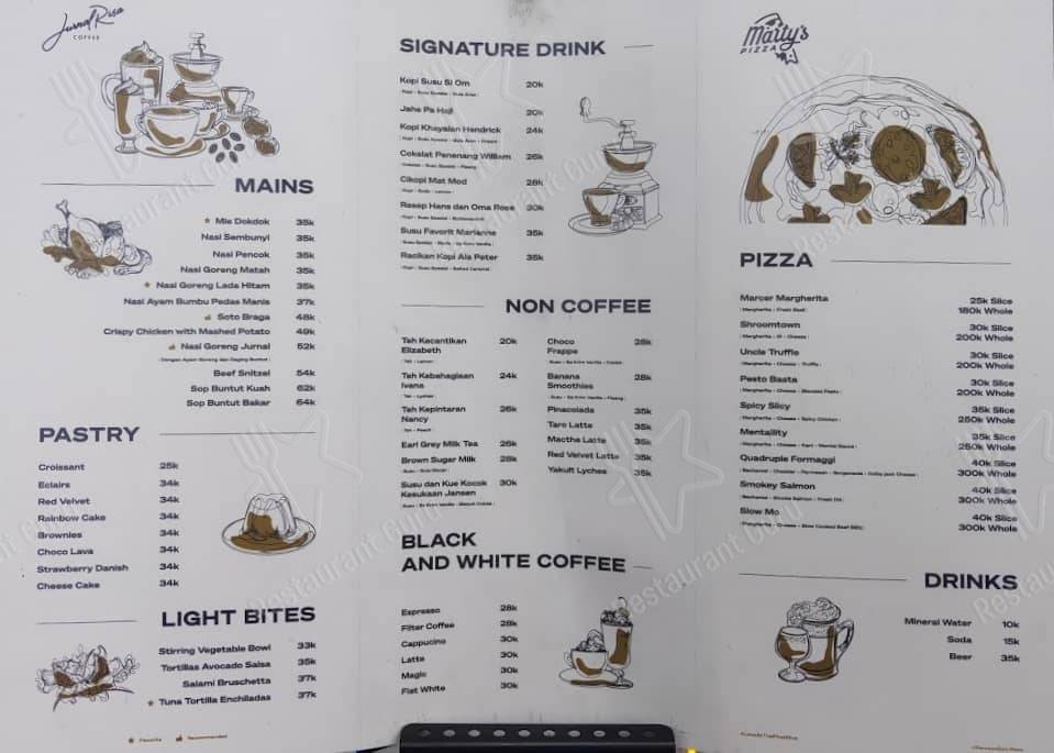 Menu at Jurnal Risa Coffee Braga cafe, Bandung