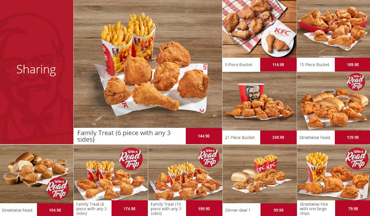 Menu at KFC Jubilee Mall restaurant, Hammanskraal, Shop 72