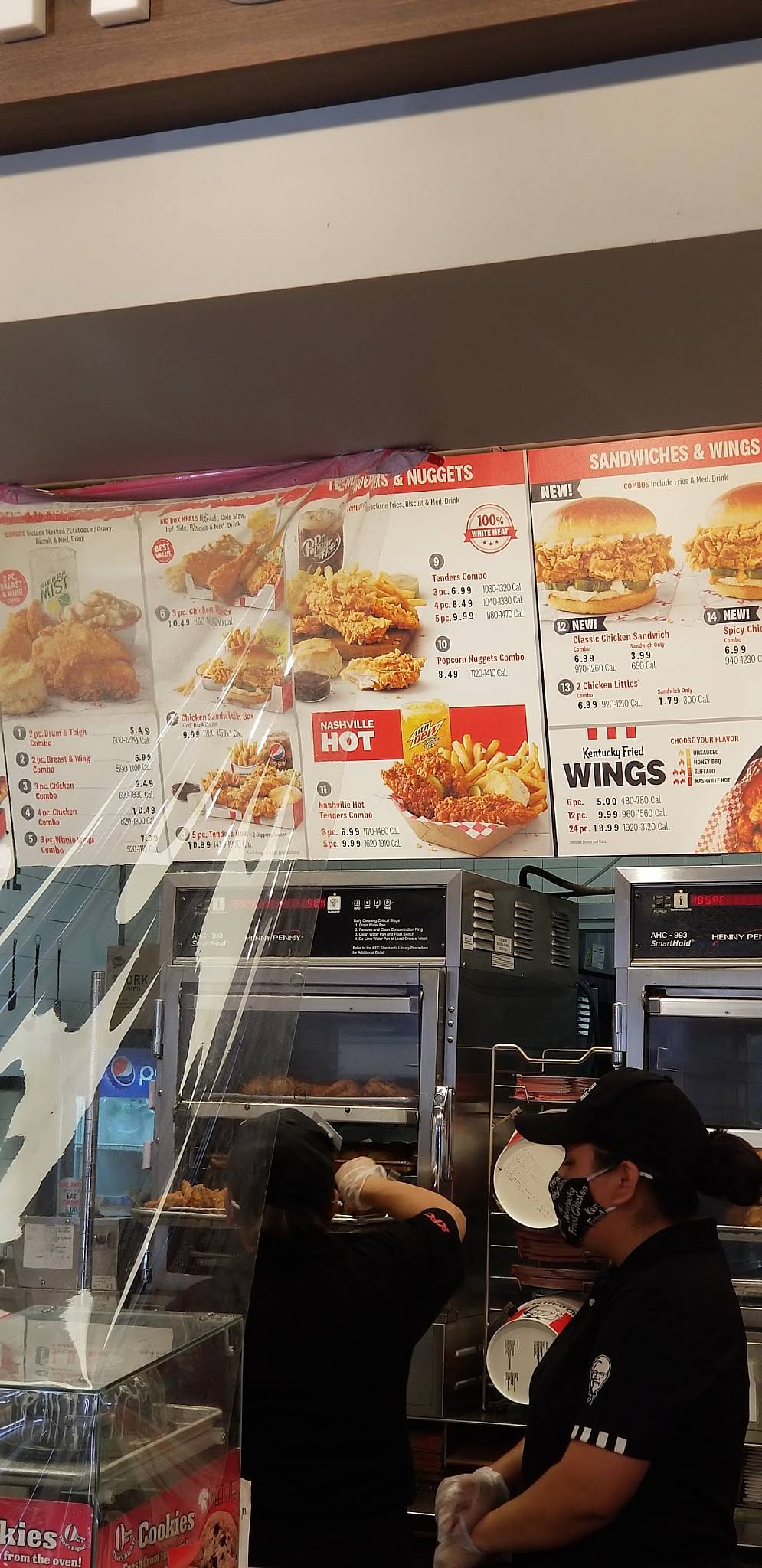 Menu at KFC fast food, Placentia, N Kraemer Blvd