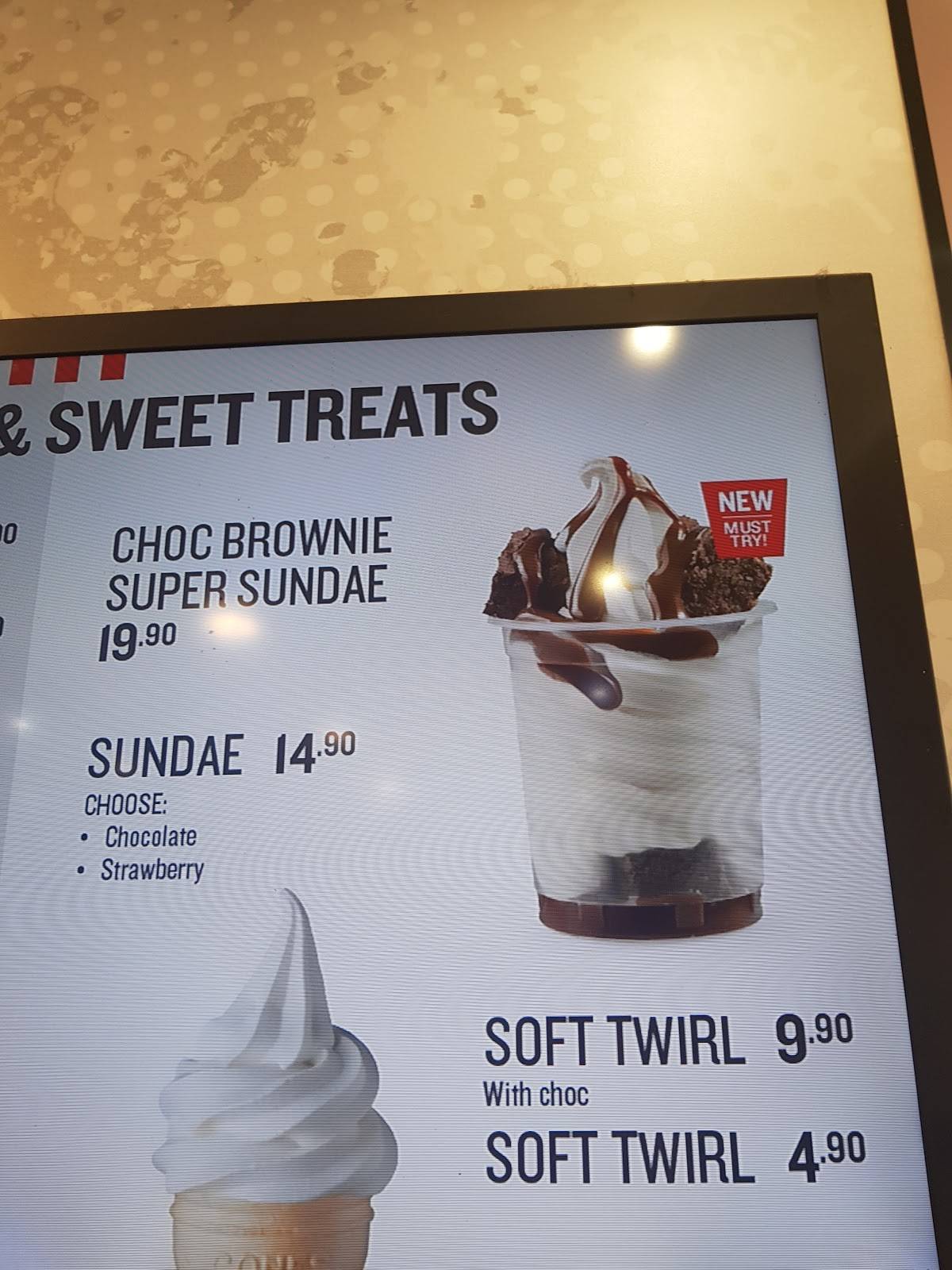 Menu at KFC Southway Mall restaurant, Durban