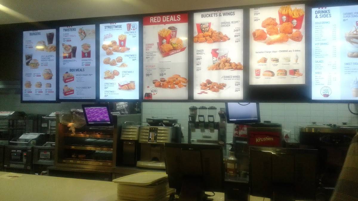 Menu at KFC Tongaat restaurant, Tongaat