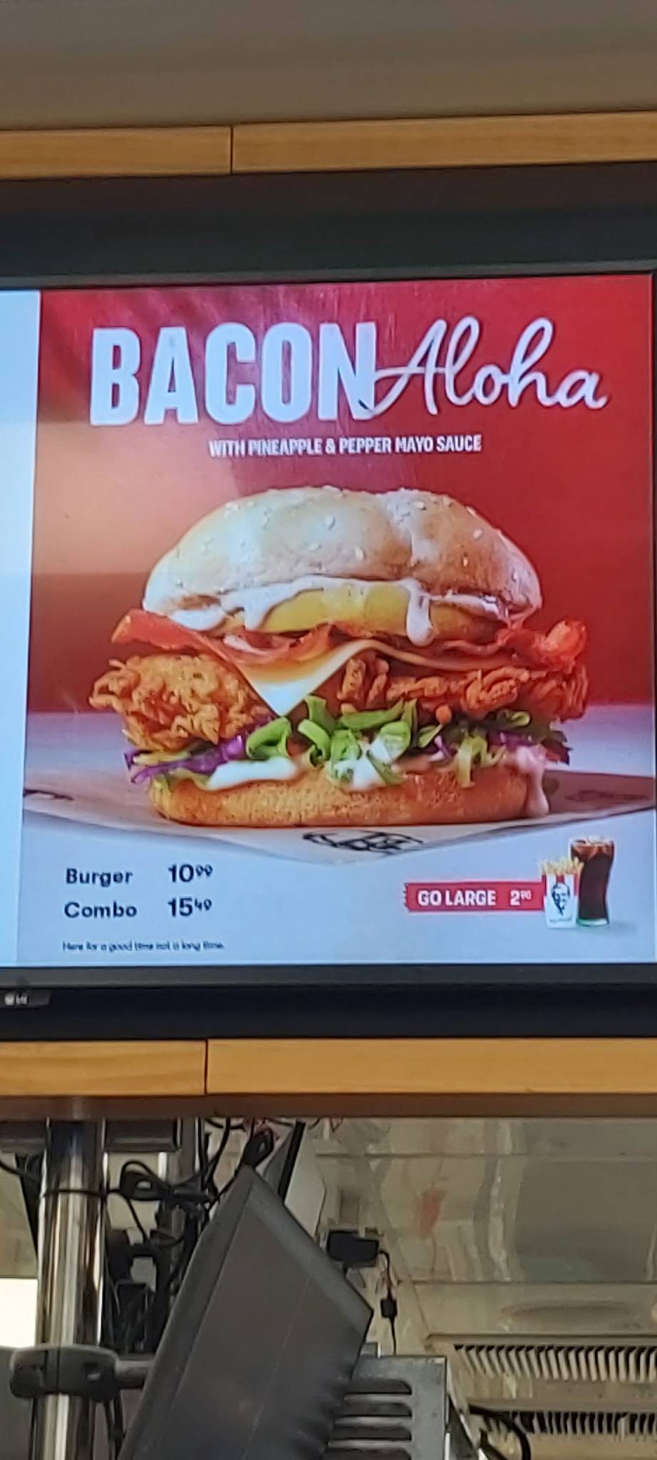 Menu at KFC restaurant, Whakatane