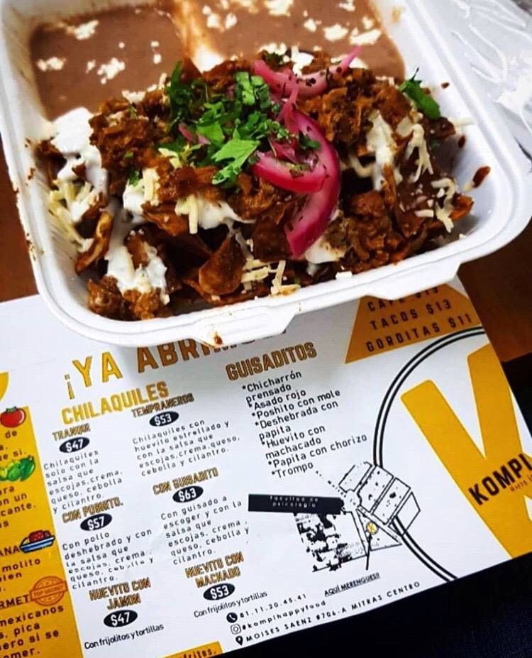 Menu at KOMPI cafeteria, Monterrey