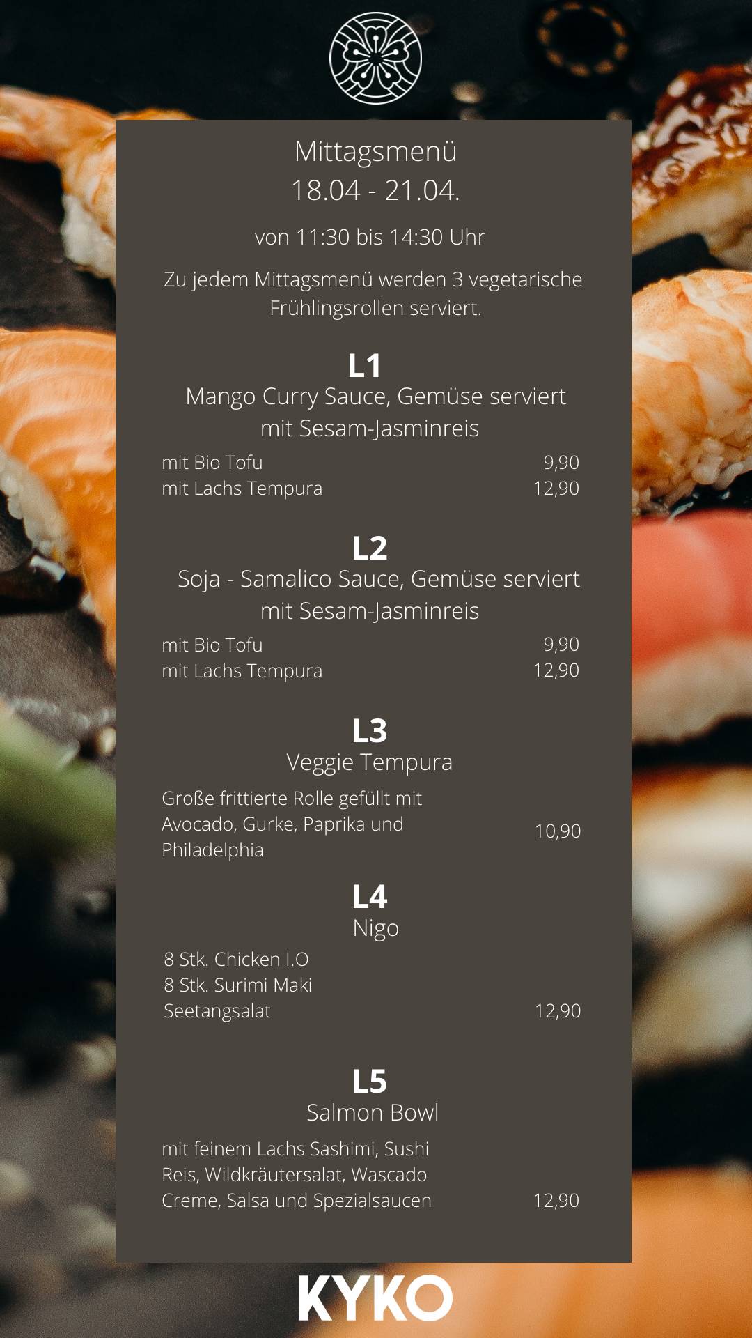 Speisekarte von KYKO restaurant, Memmingen