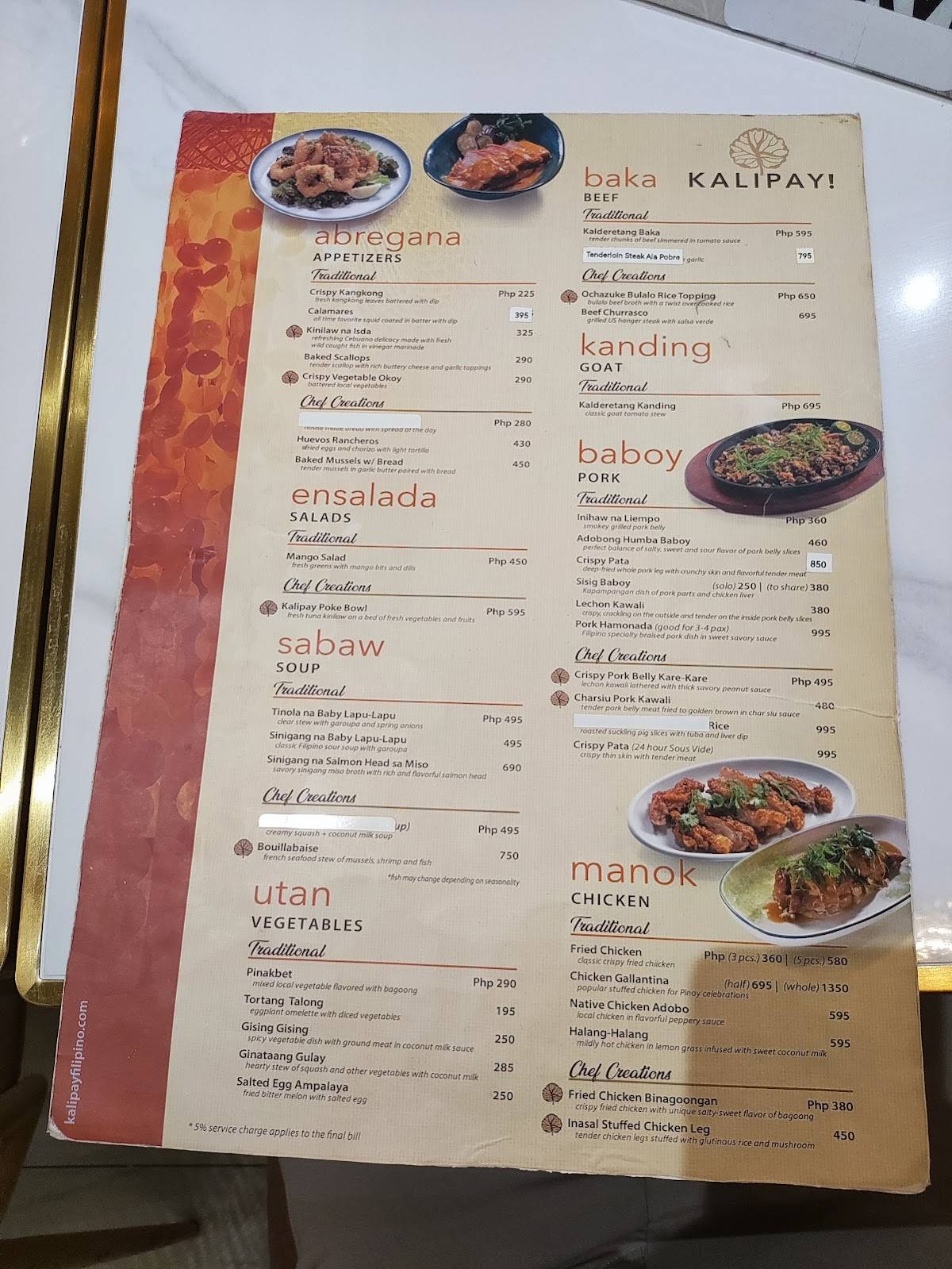 Menu at Kalipay! Restaurant, Cebu City