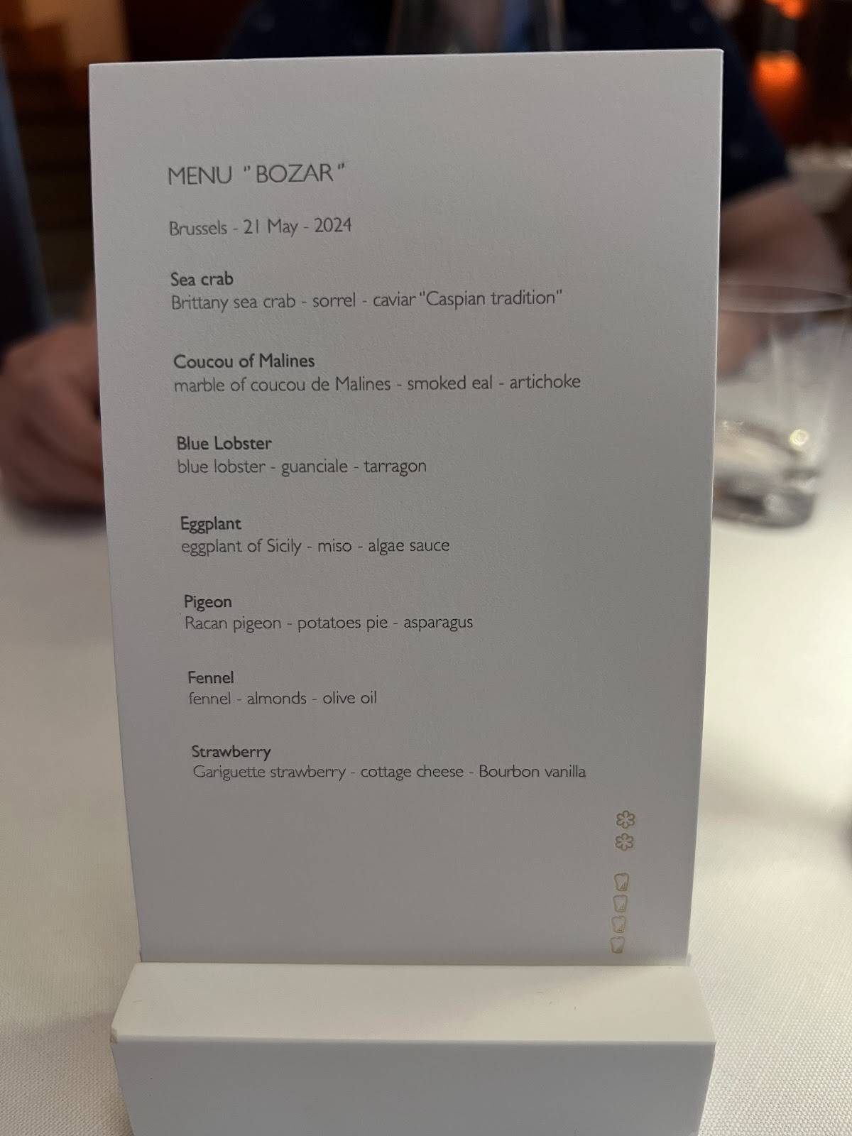 Speisekarte von Karen Torosyan Bozar Restaurant, Brussel