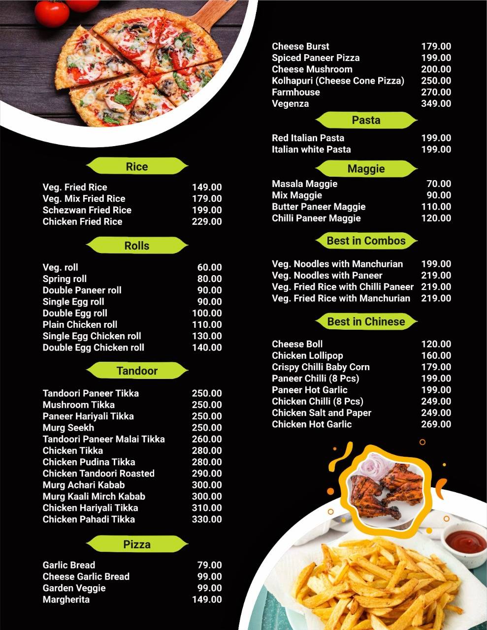 Menu at Kashi Cloud Kitchen, Varanasi