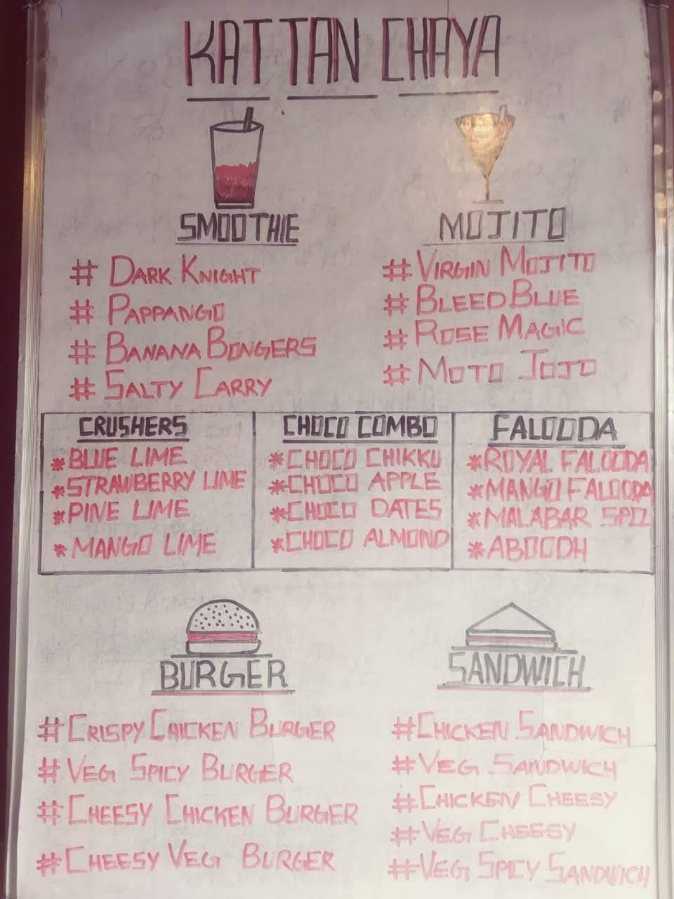 Menu at Kattan Chaya, Bengaluru, 11A