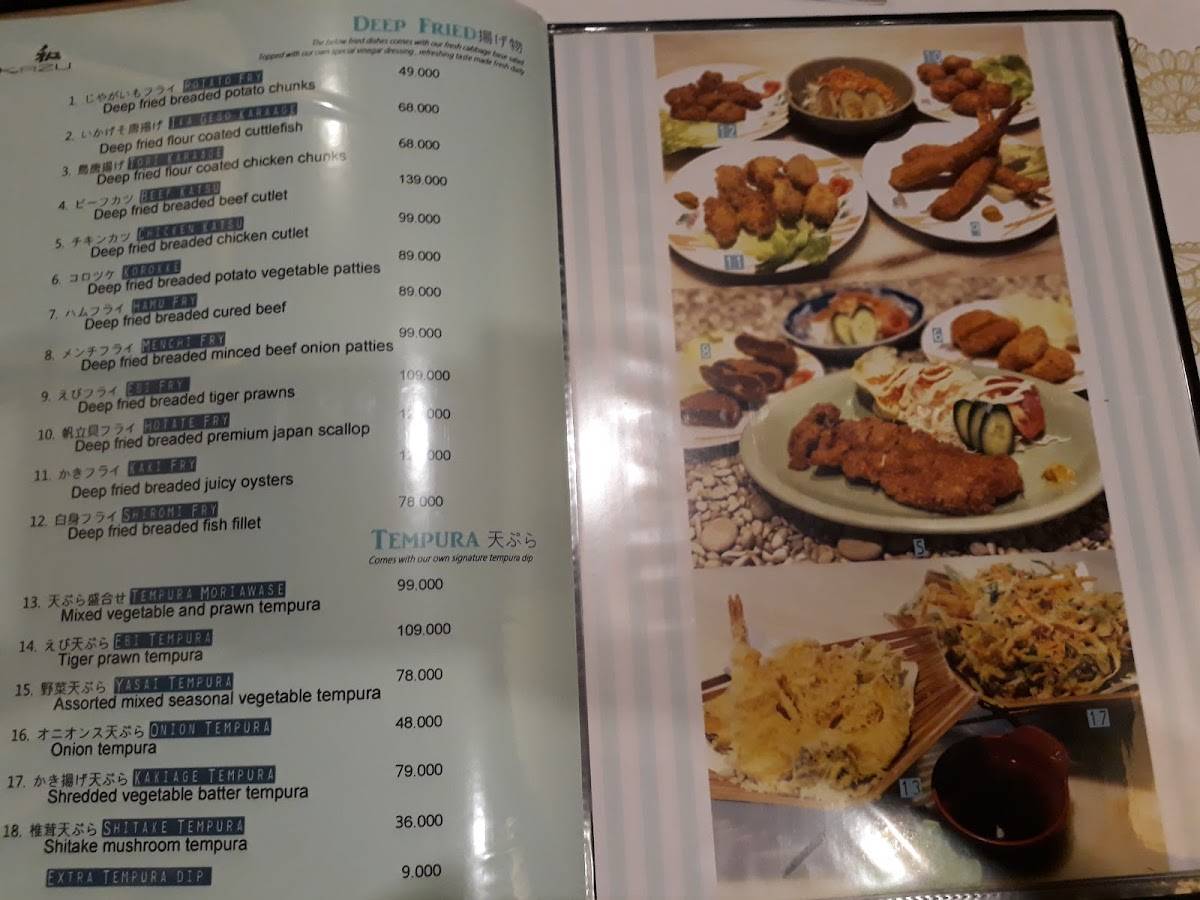 Menu at Kazu Japanese Restaurant, Batam