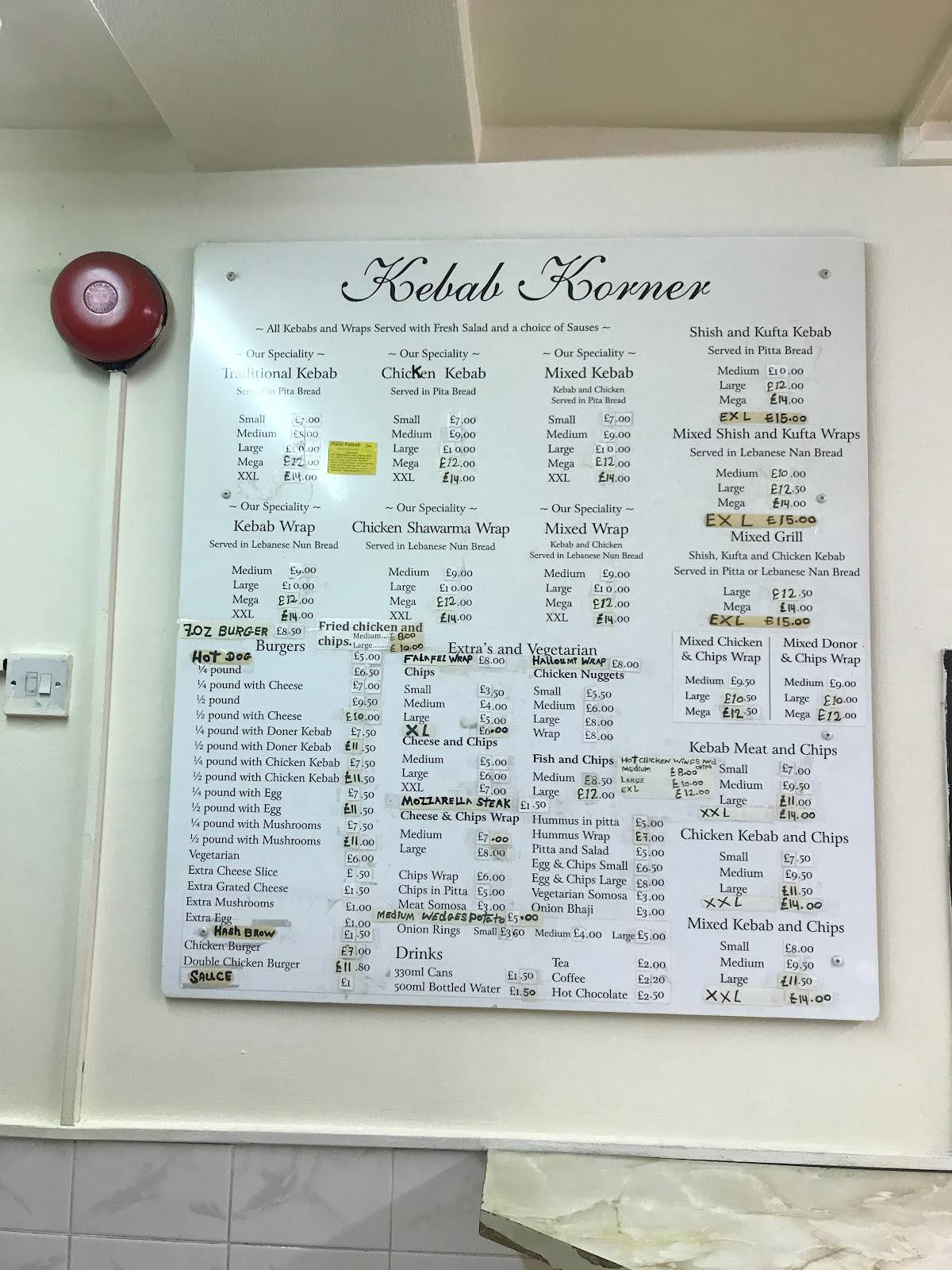 Menu at Kebab Corner fast food, Newbury