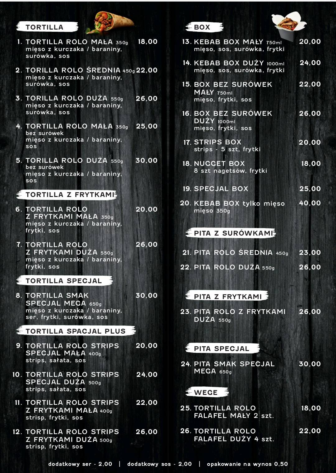 Menu at Kebab Smak restaurant, Srem