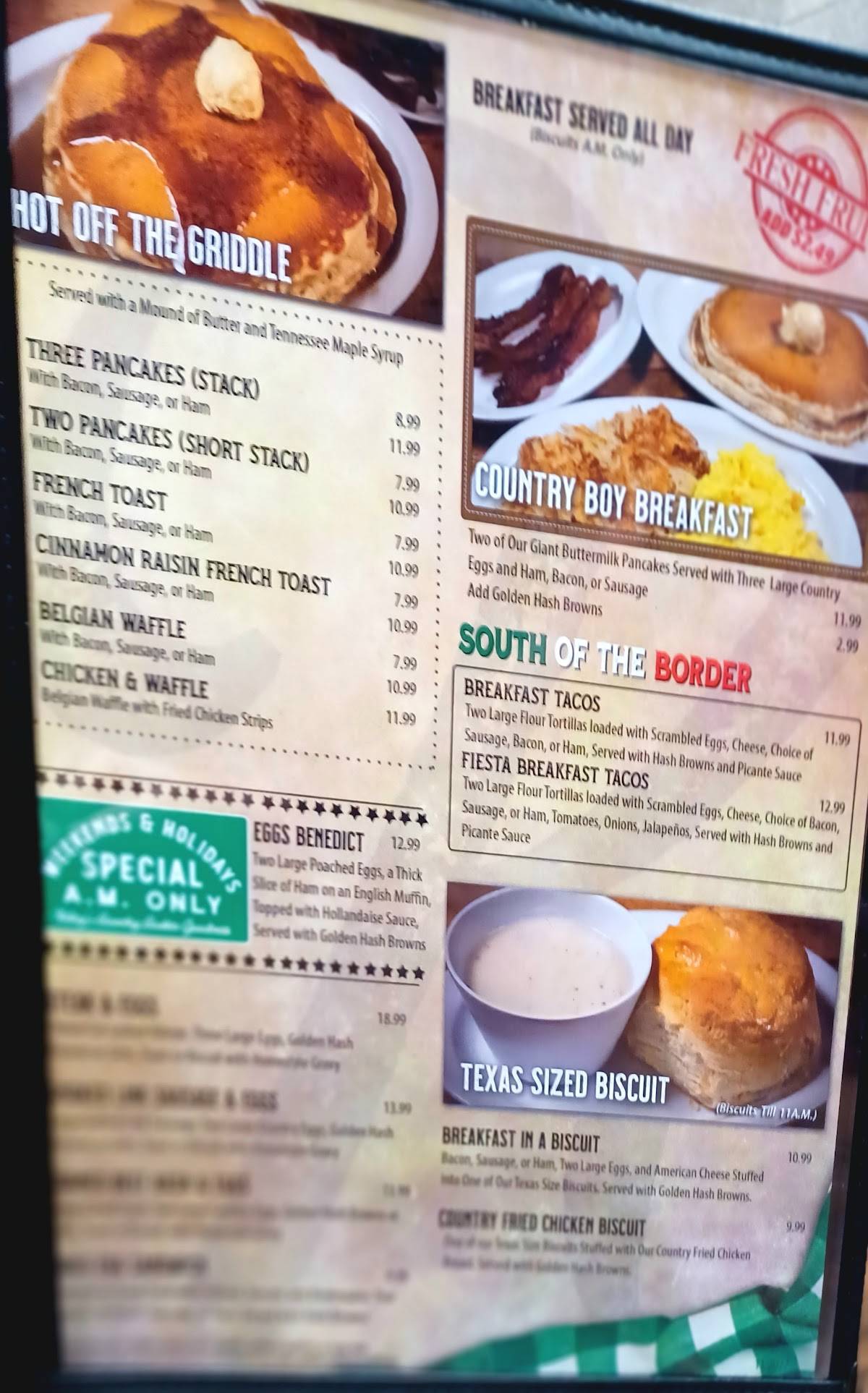 Menu at Kelley's Country Cookin' restaurant, League City, 1502 FM518
