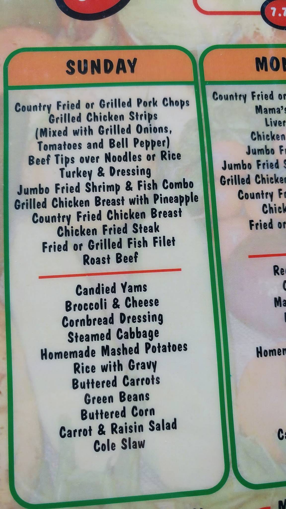 Menu at Kelley's Country Cookin' restaurant, League City, 1502 FM518