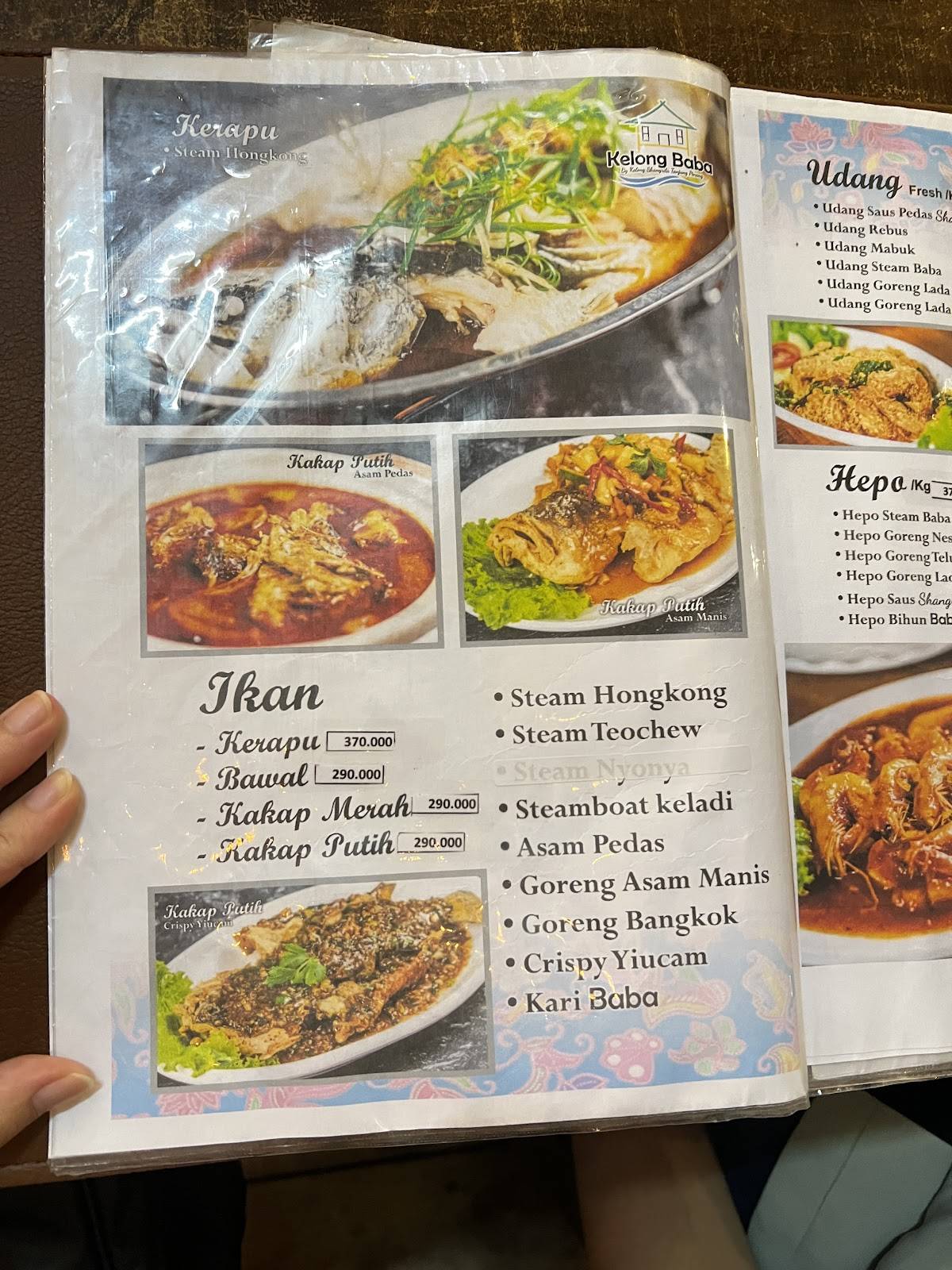 Menu at Kelong Baba by Kelong Shangrila Tj. Pinang restaurant, Batam