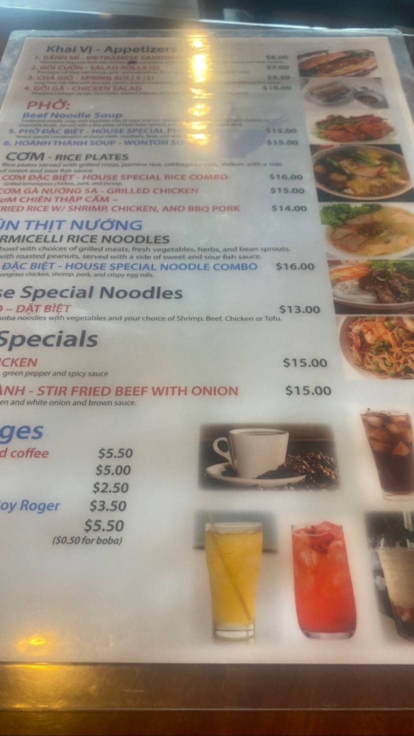 Menu at Kent Phó Vietnamese Restaurant, Oregon City